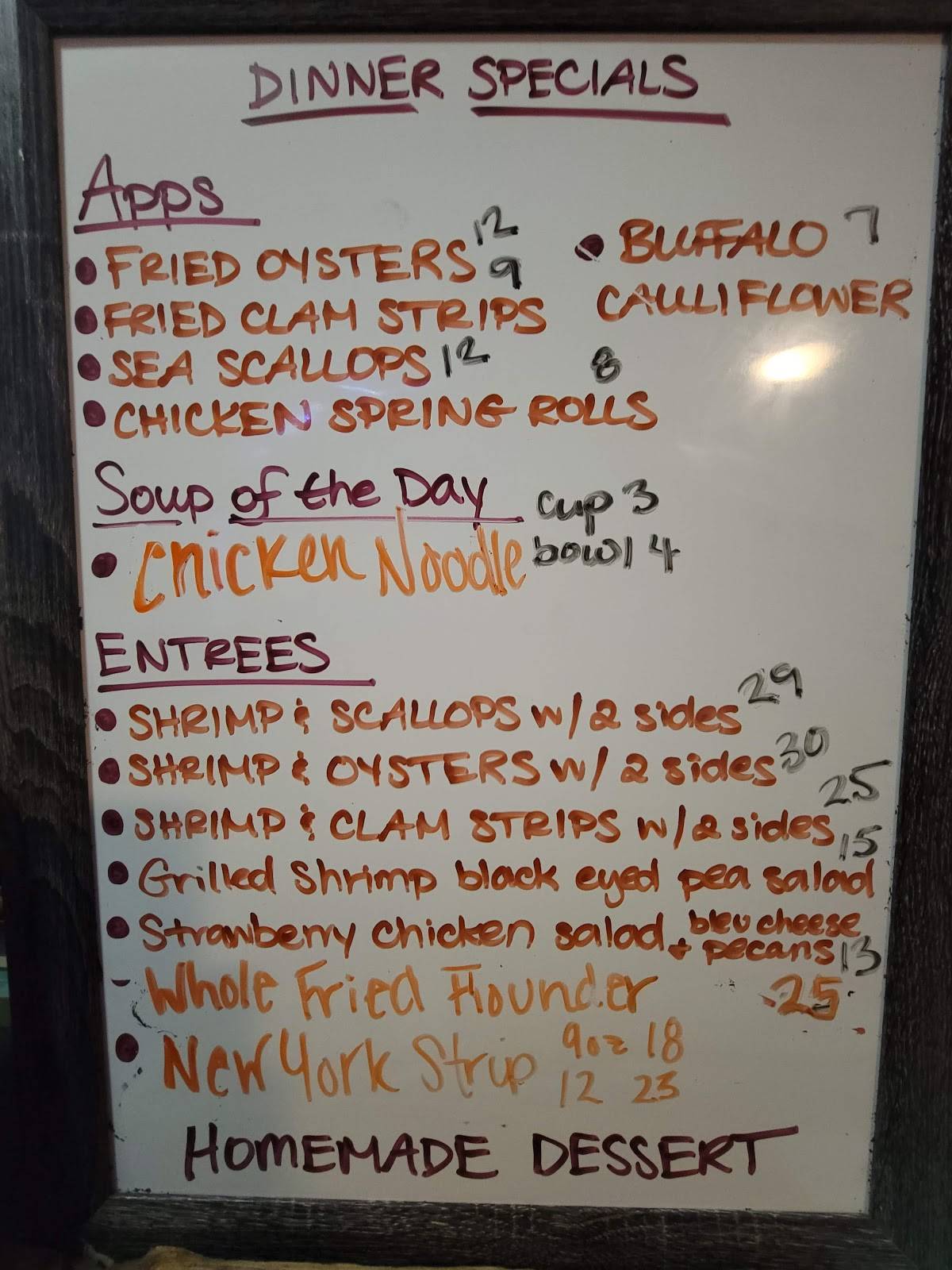 Menu at T W Graham & Co restaurant, McClellanville