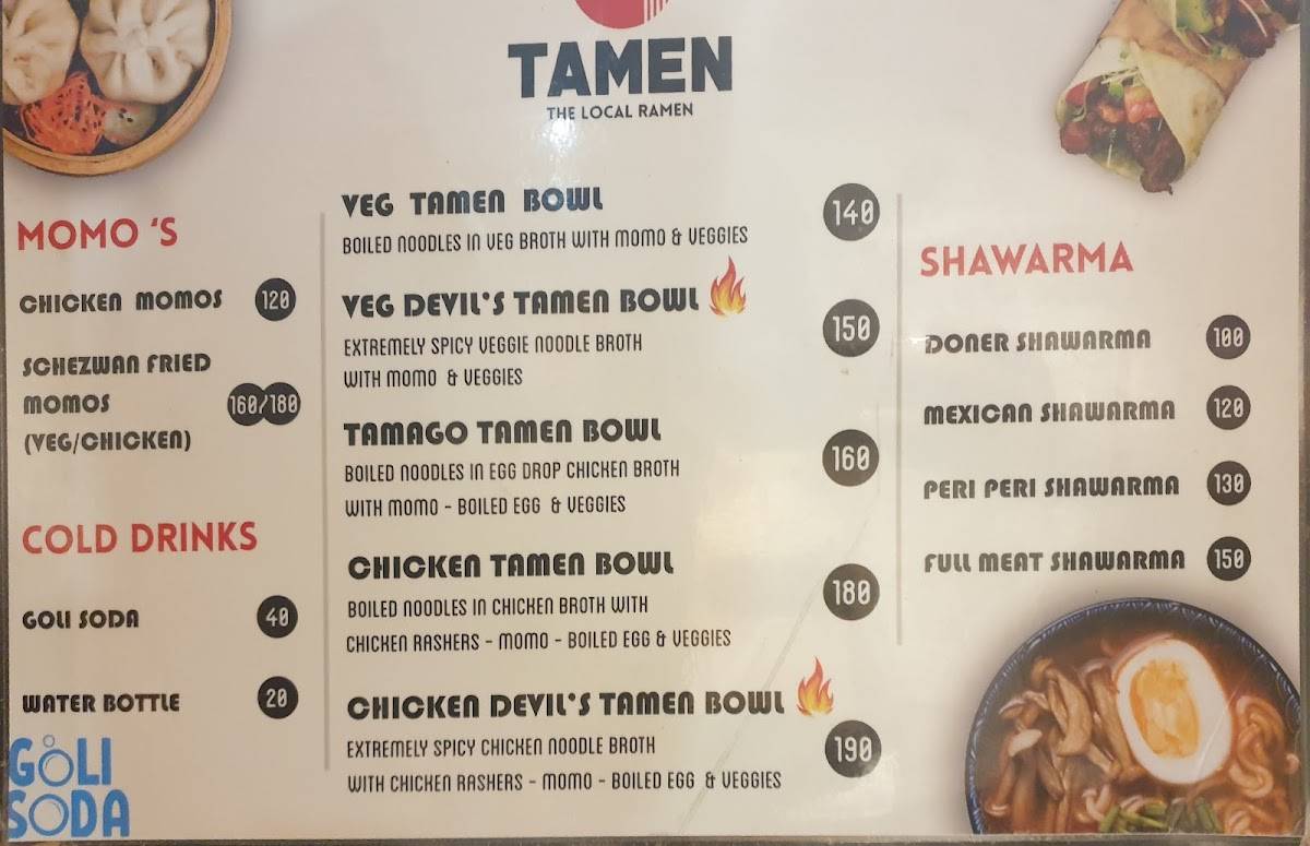 Menu at TAMEN - THE LOCAL RAMEN, Chennai, No.12