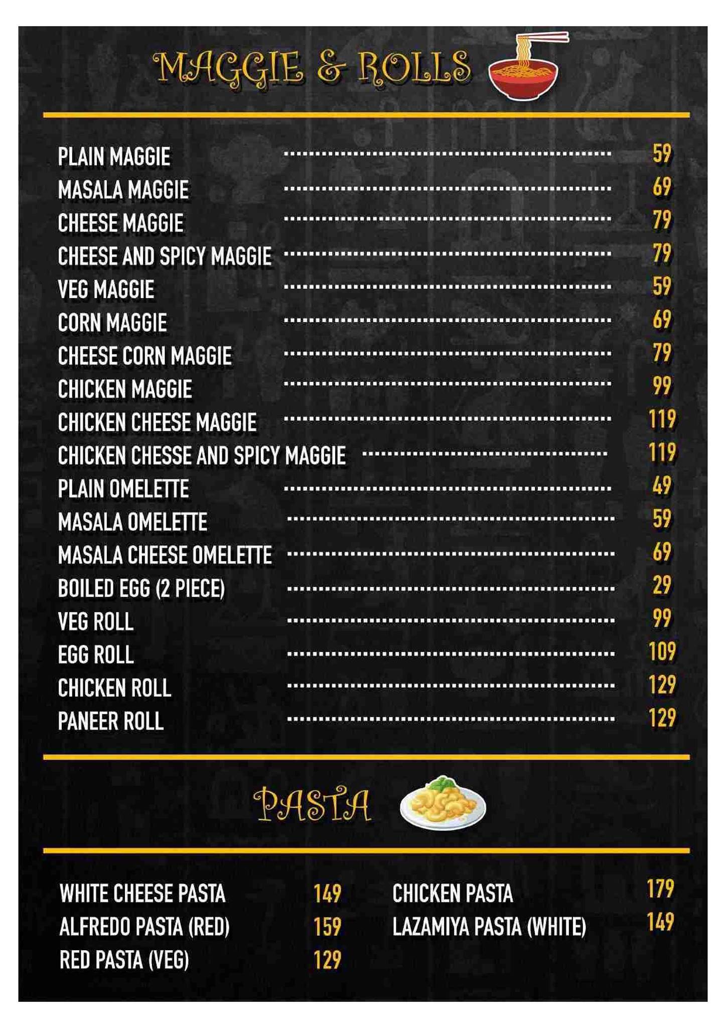 Menu at THE EGYPT CAFE AND RESTRO, Bhopal