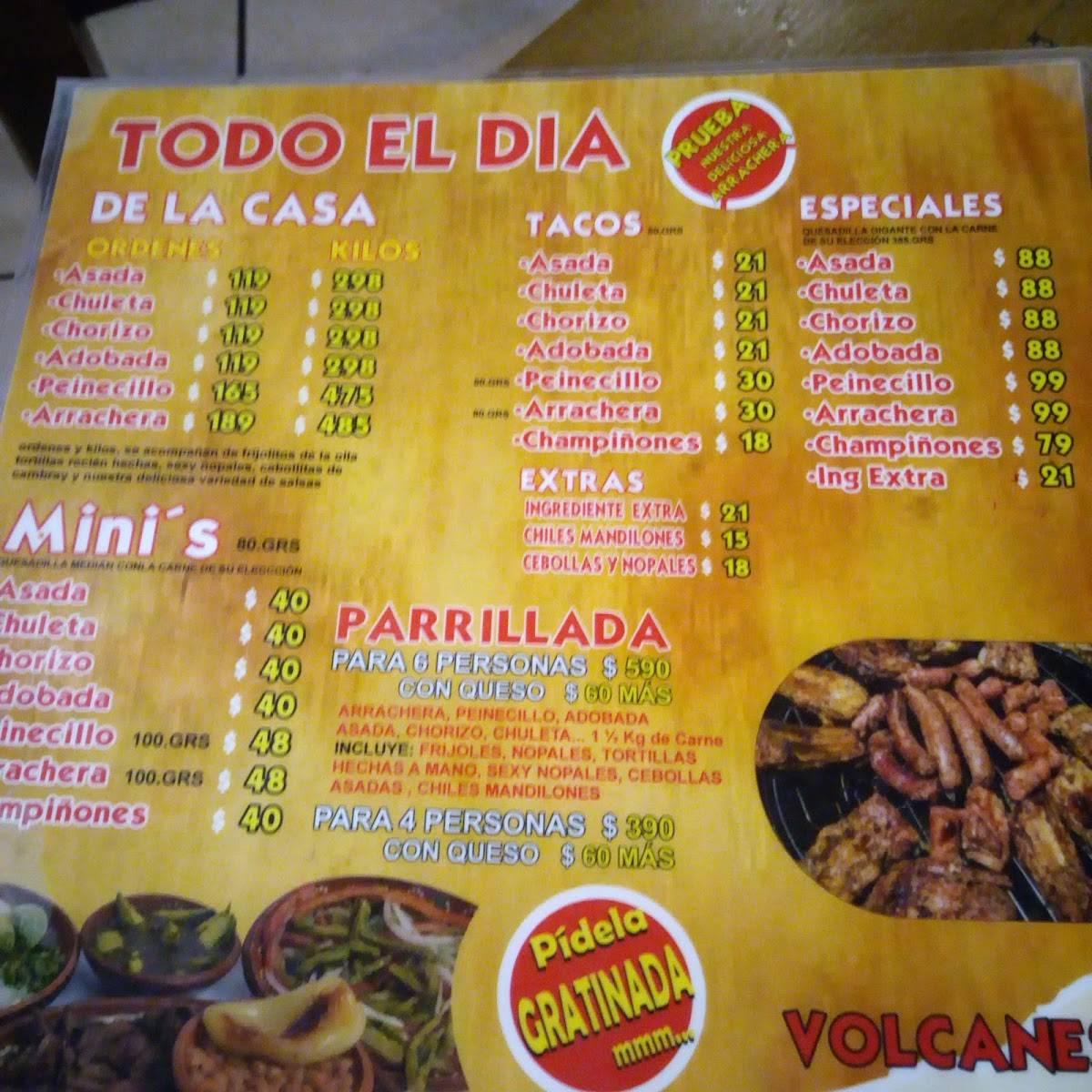 Carta del restaurante Tacos Don Julio, Manzanillo