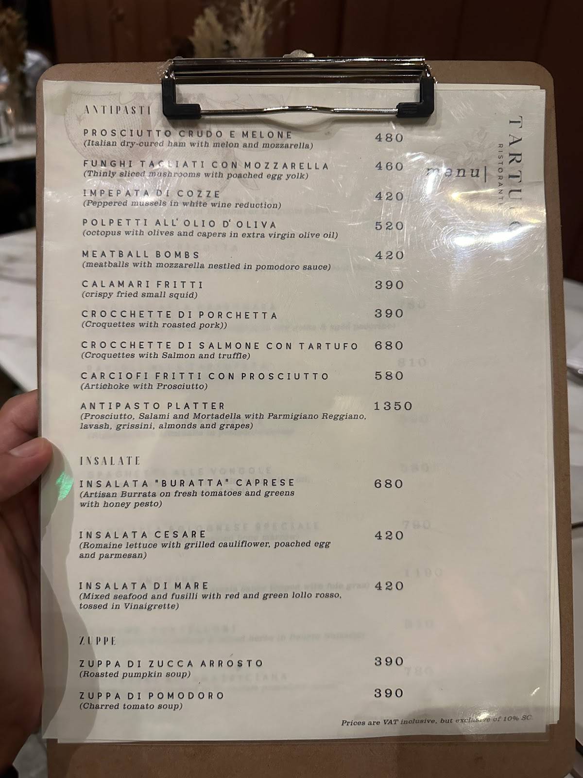 Menu at Tartufo Ristorante - BGC restaurant, Taguig