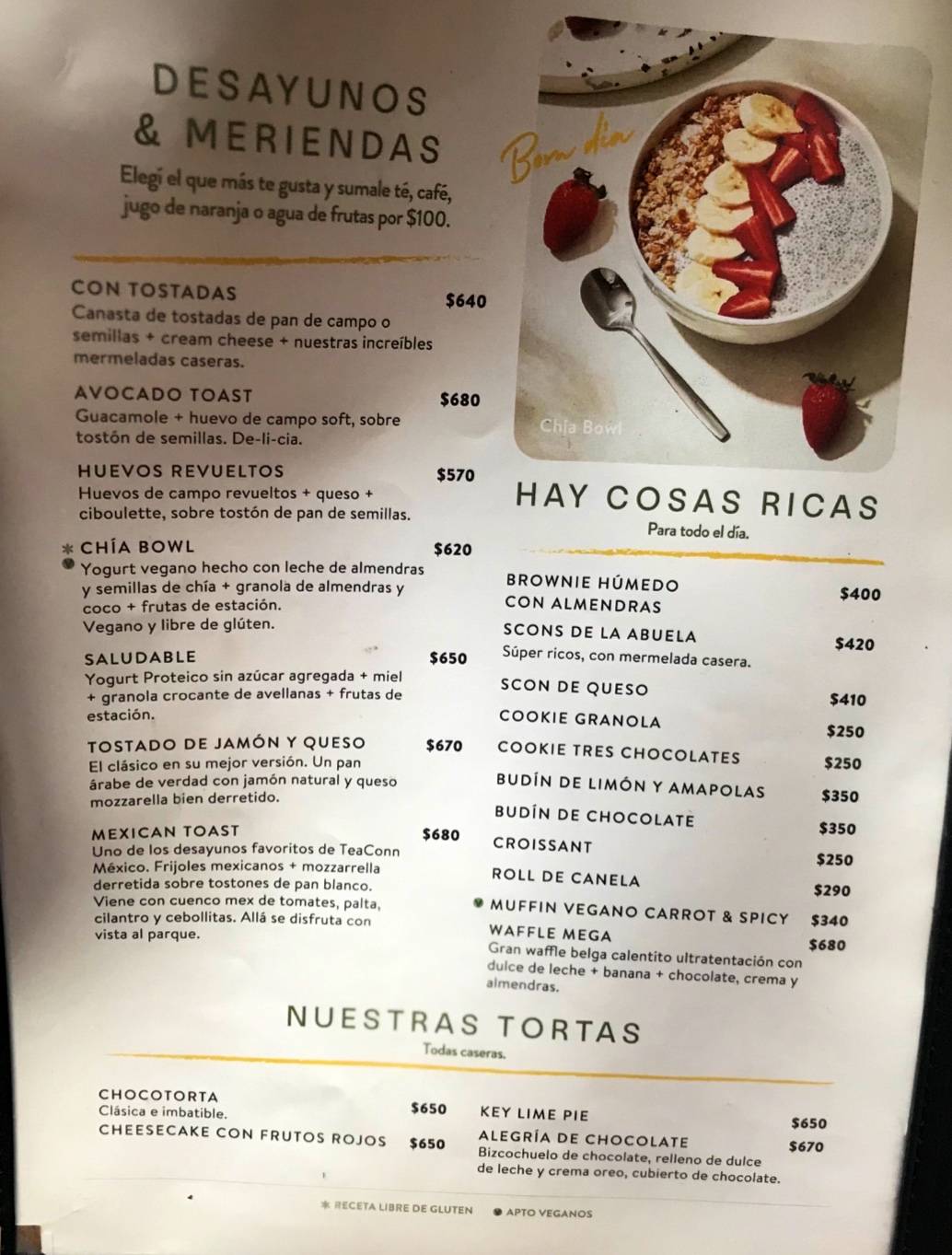 Carta del restaurante Tea Connection Devoto, Buenos Aires