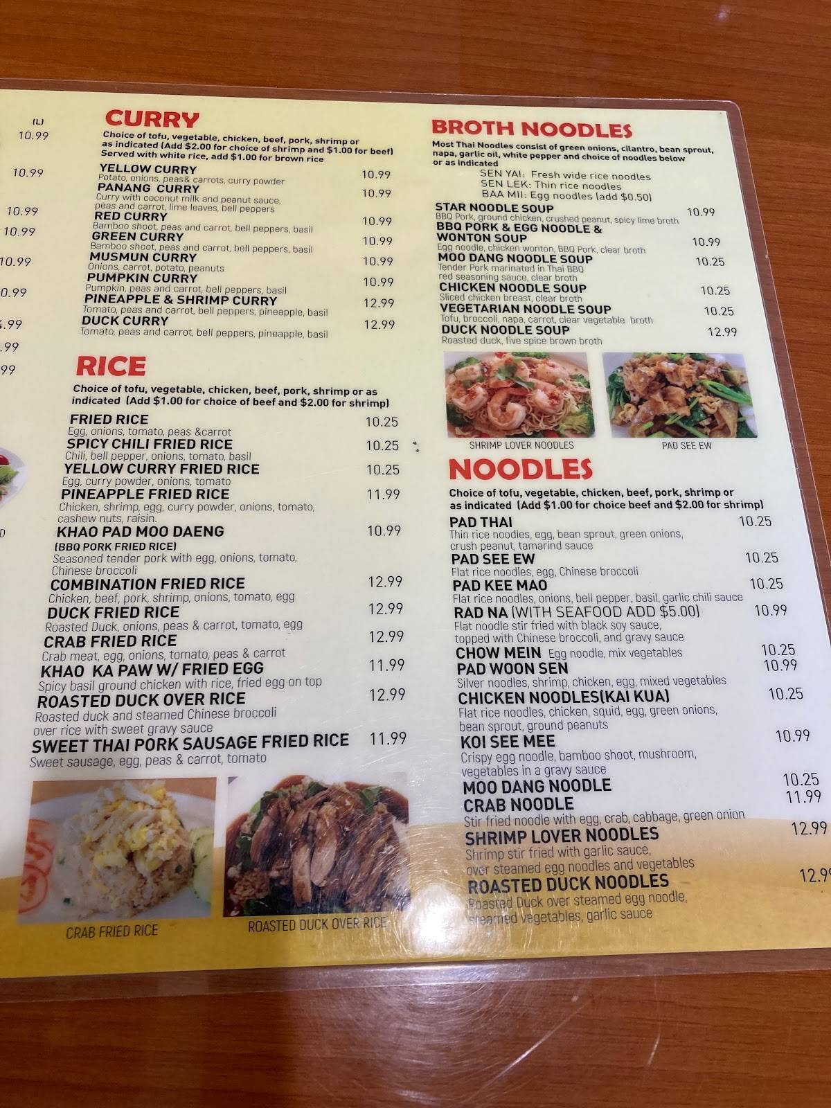 Menu at Thai Hachapi restaurant, Tehachapi