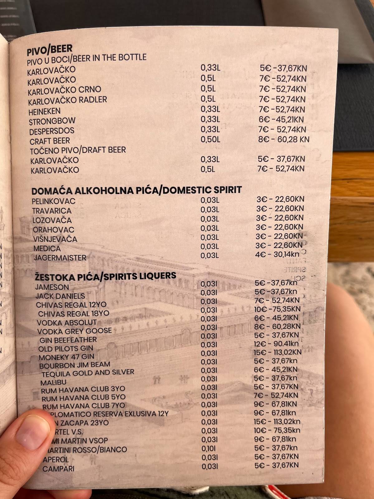 Menu at Temple Kitchen seafood & steak restaurant, Split