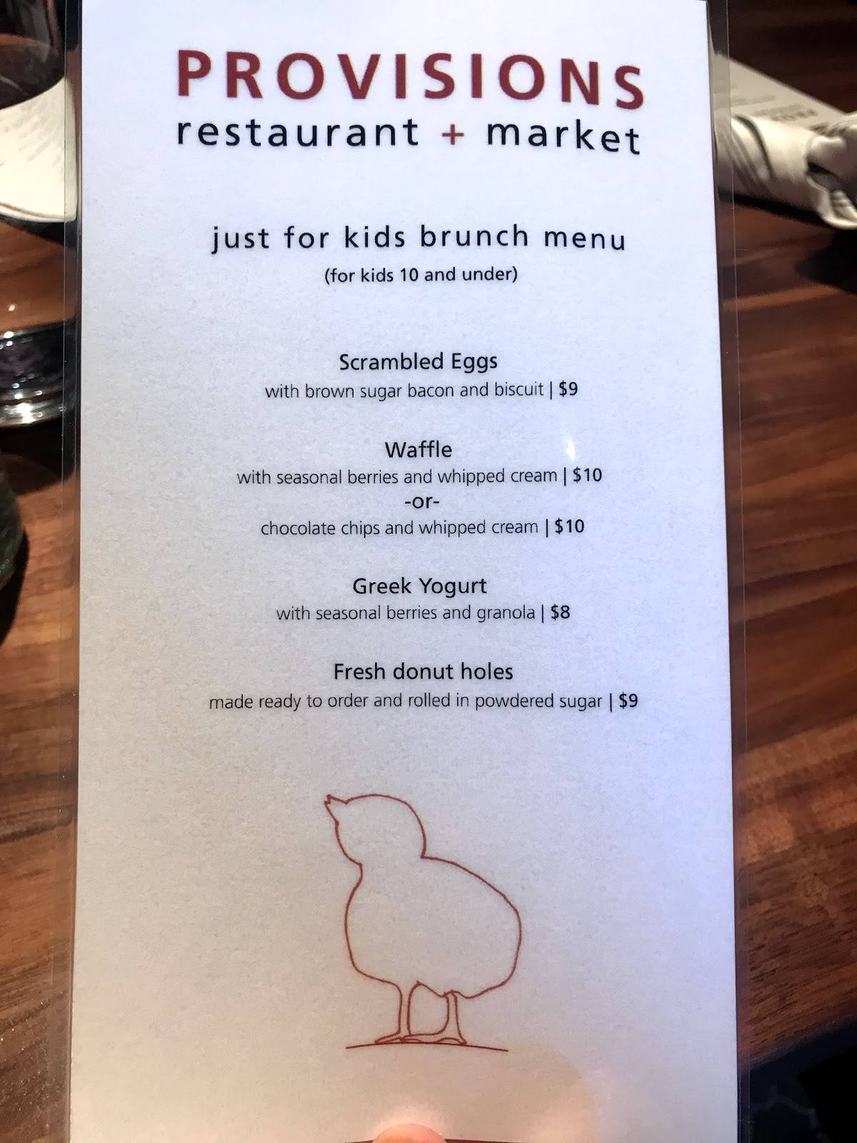 Menu at Provisions Restaurant and Market, Yakima
