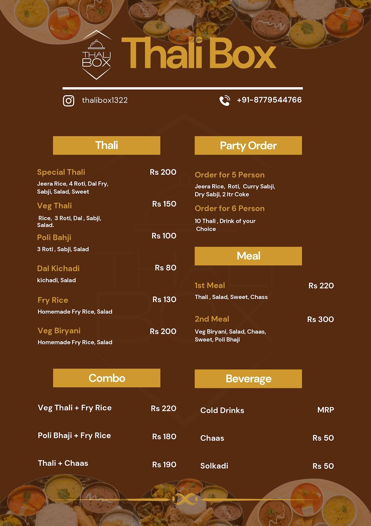 Menu at Thali Box- Best Thali in MIDC Andheri, Mumbai