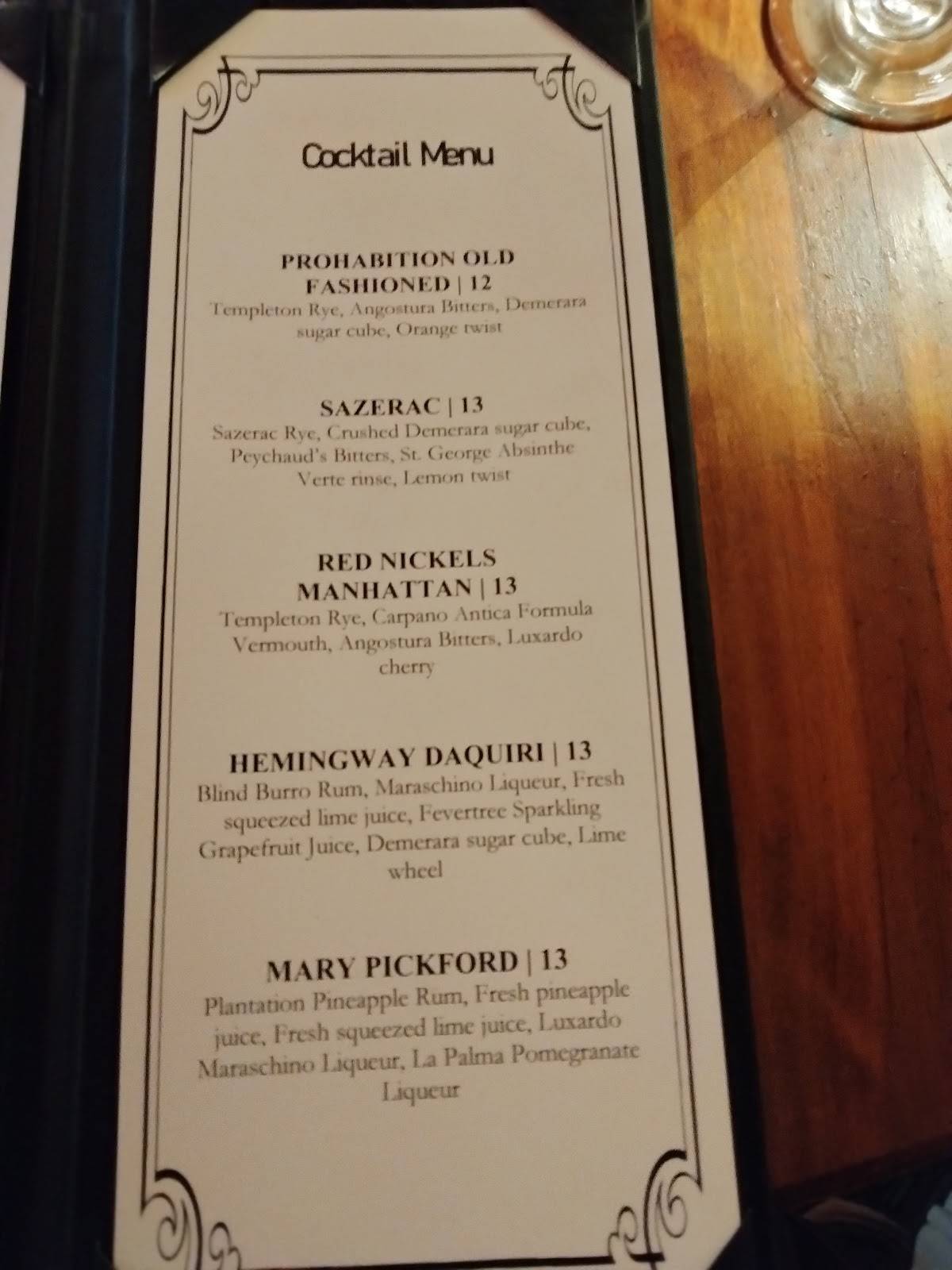 Menu at The 1901 pub & bar, Oxnard