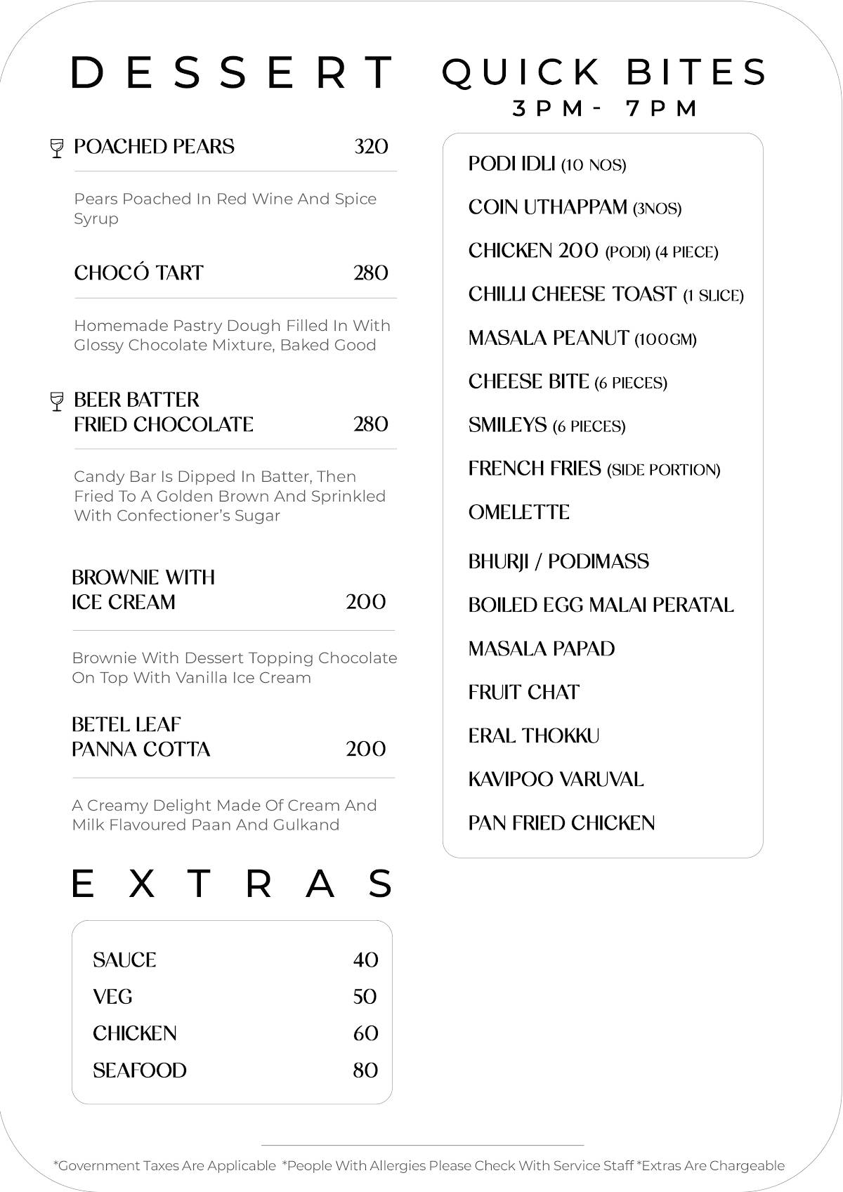 Menu at The Alcove Restobar, Chennai
