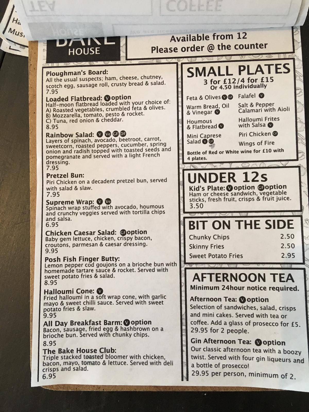 Menu at The Bake House pub & bar, Runcorn