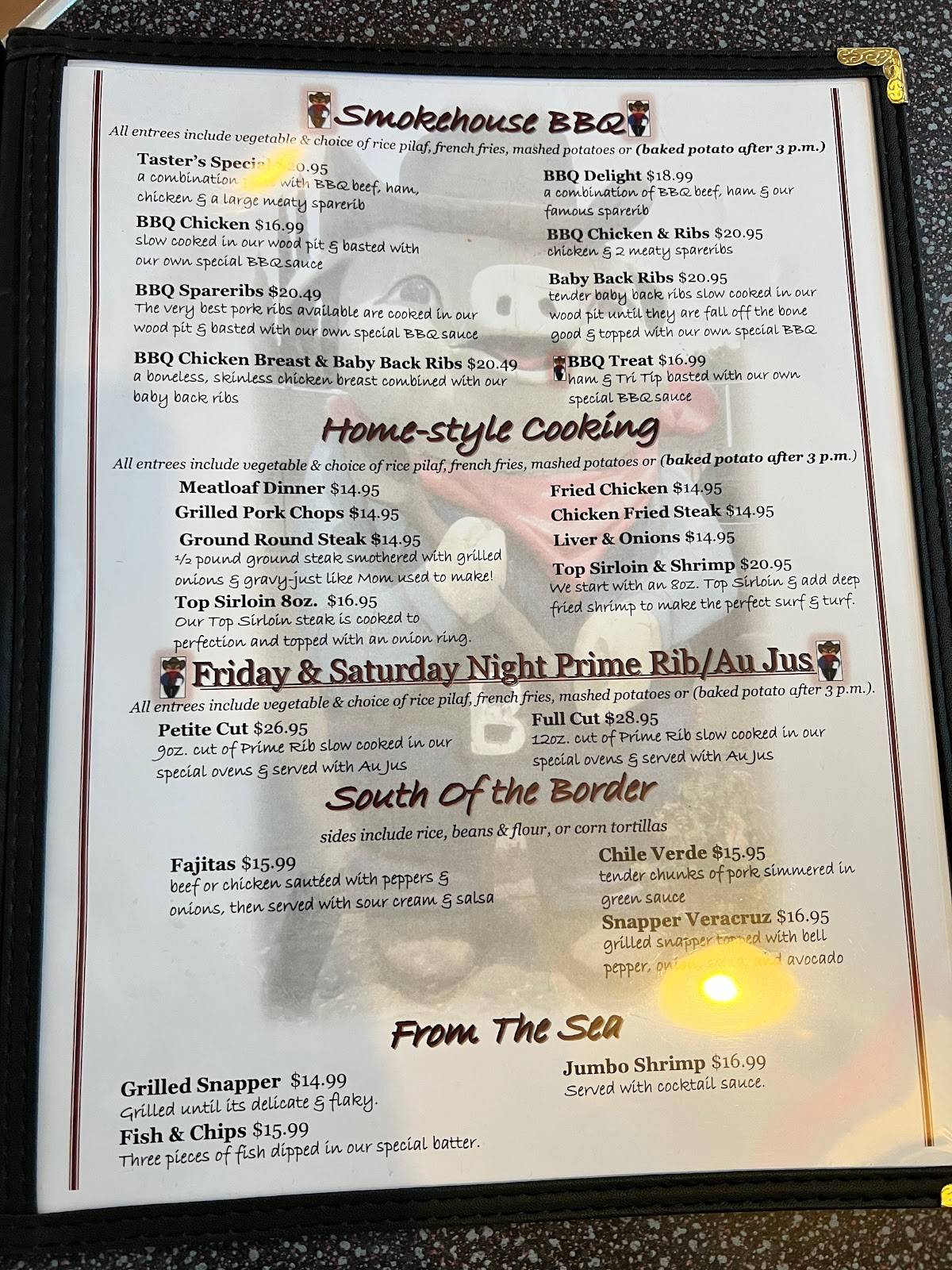 Menu at The Bar B-Q Pit, Merced