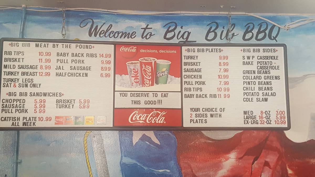 Menu at The Big Bib BBQ, San Antonio, 104 Lanark Dr
