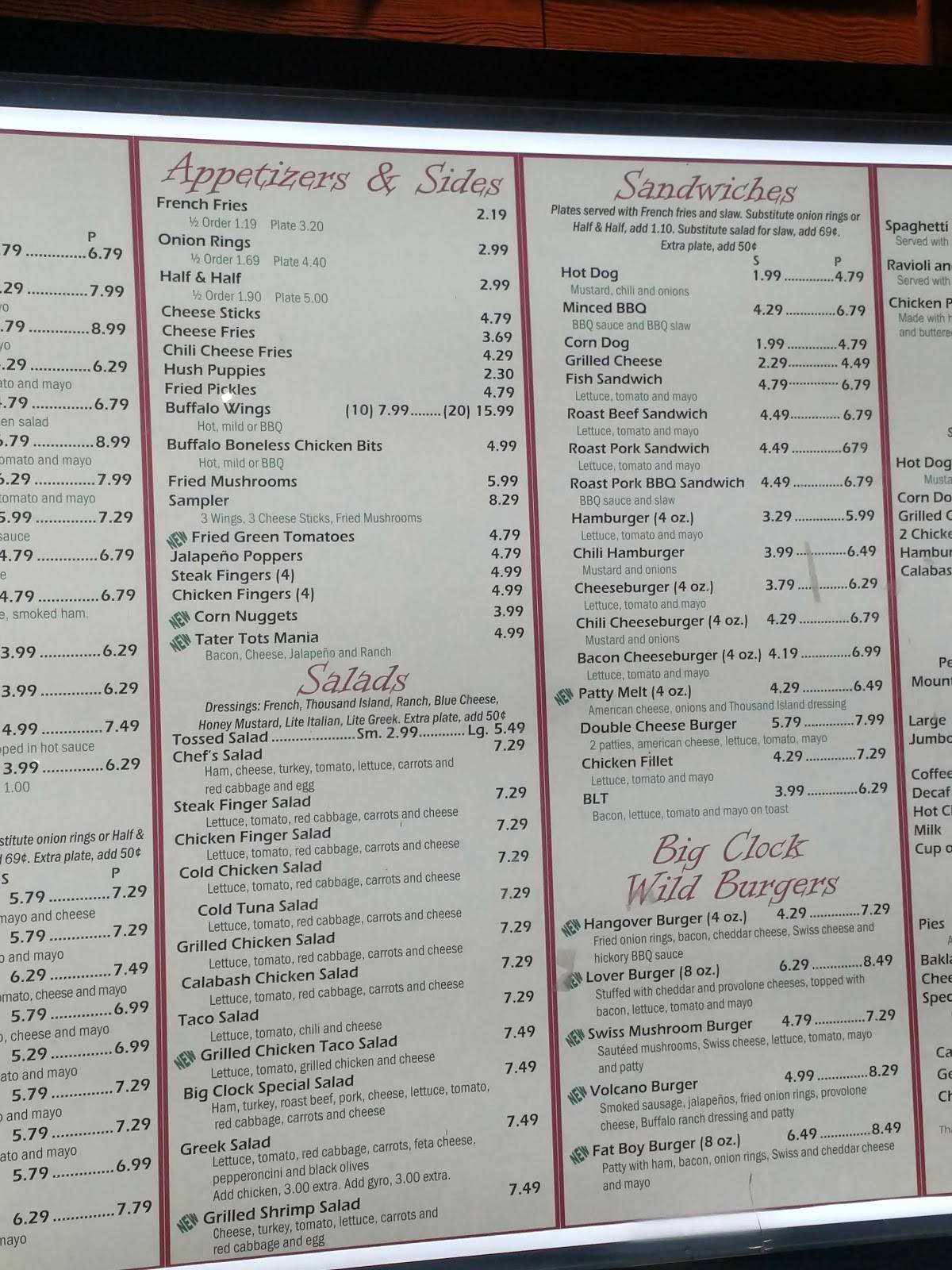 Menu at The Big Clock of Berea BBQ, Greenville