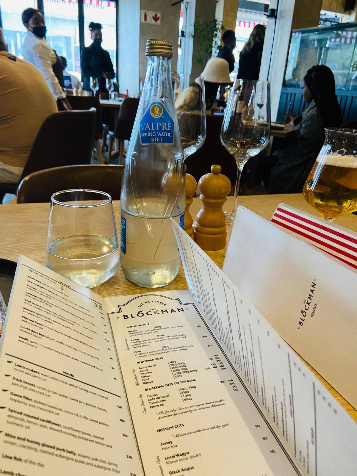 Menu at The Blockman restaurant, Randburg