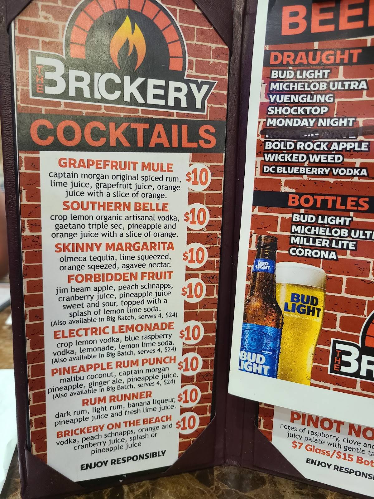 Menu at The Brickery pub & bar, Jackson