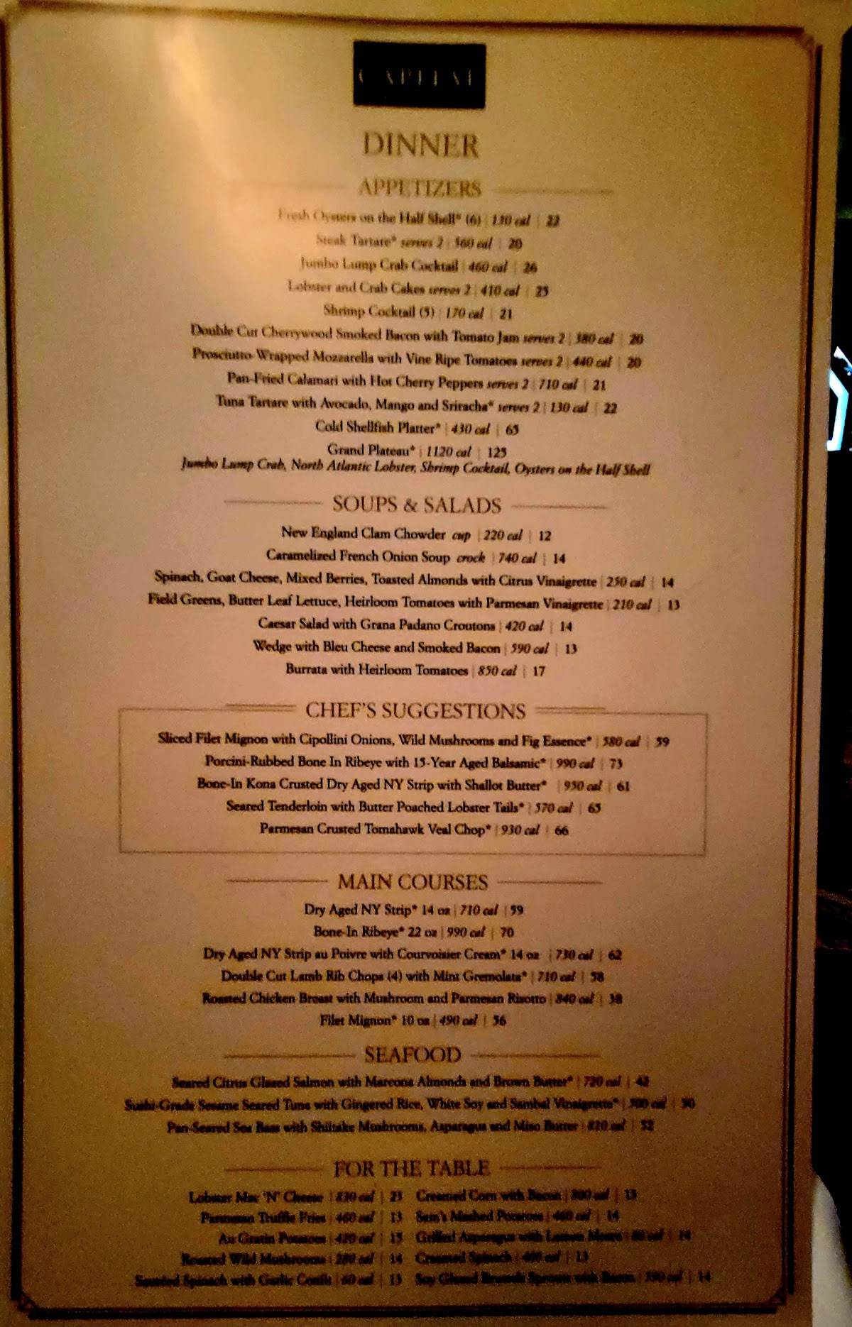 Menu at The Capital Grille pub & bar, Costa Mesa, Bristol St