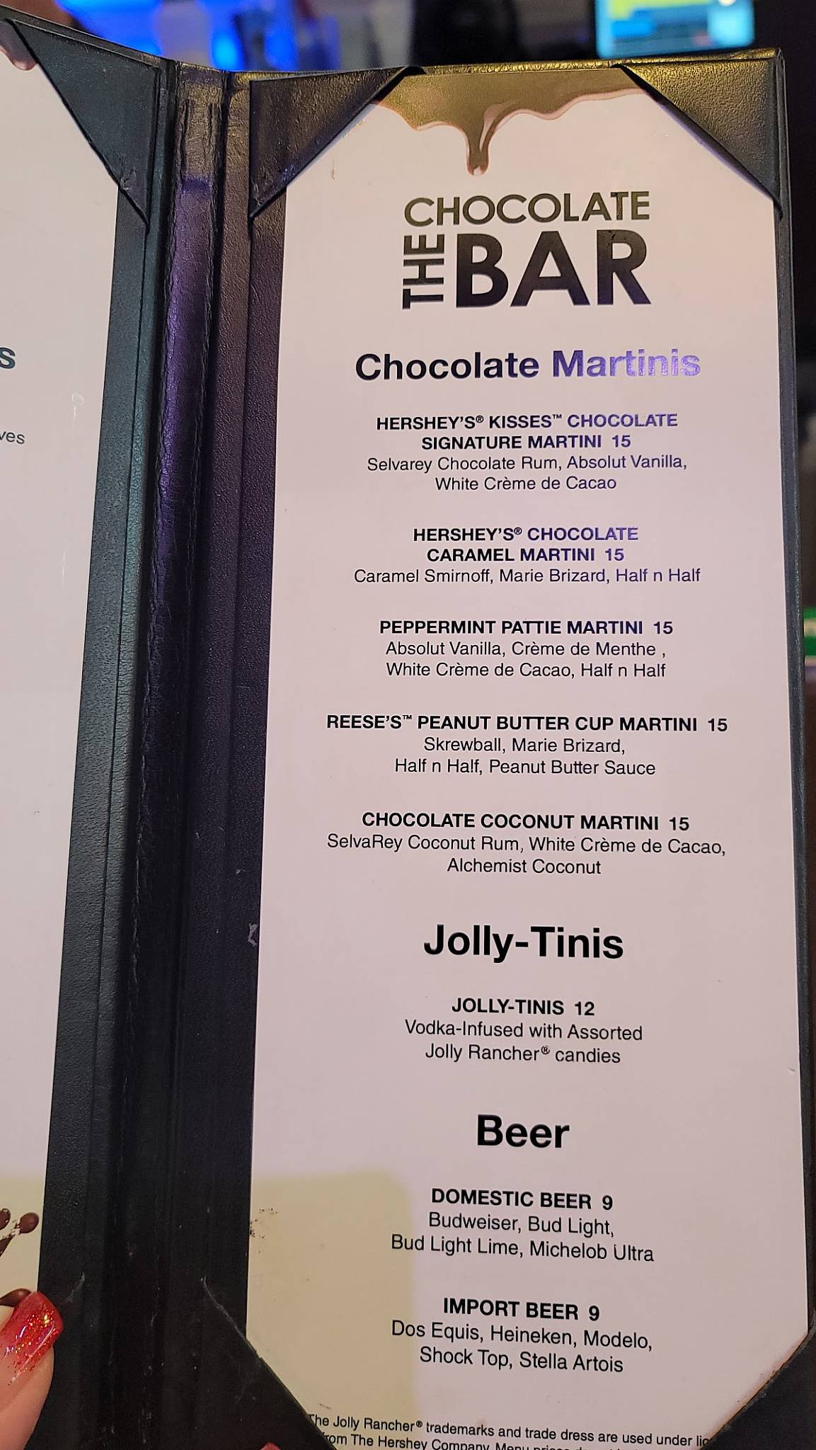 Menu at The Chocolate Bar, Las Vegas, S Las Vegas Blvd