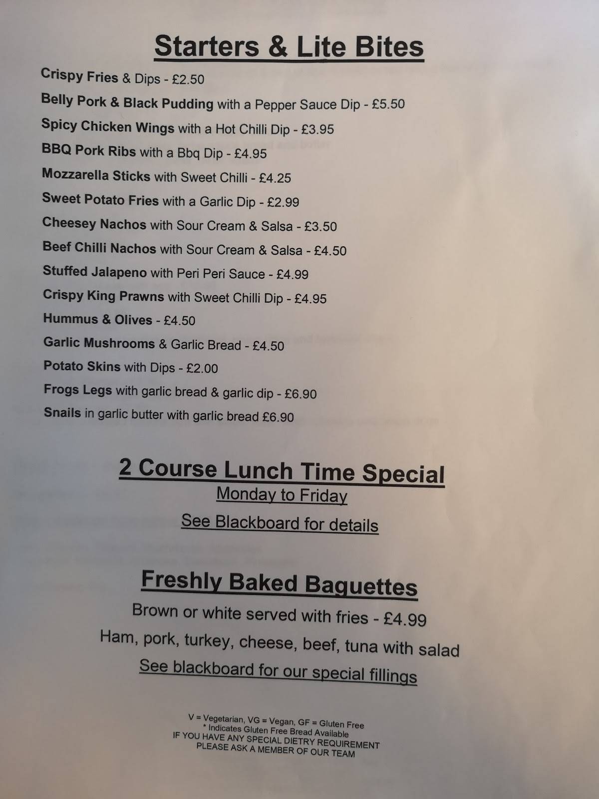 Menu at The Copt Hill Country Inn pub & bar, Houghton le Spring