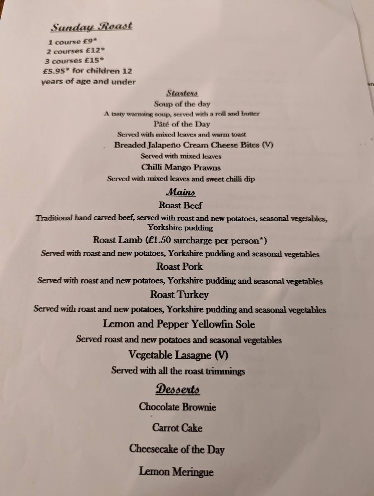 Menu at The Courthouse pub & bar, Rugby