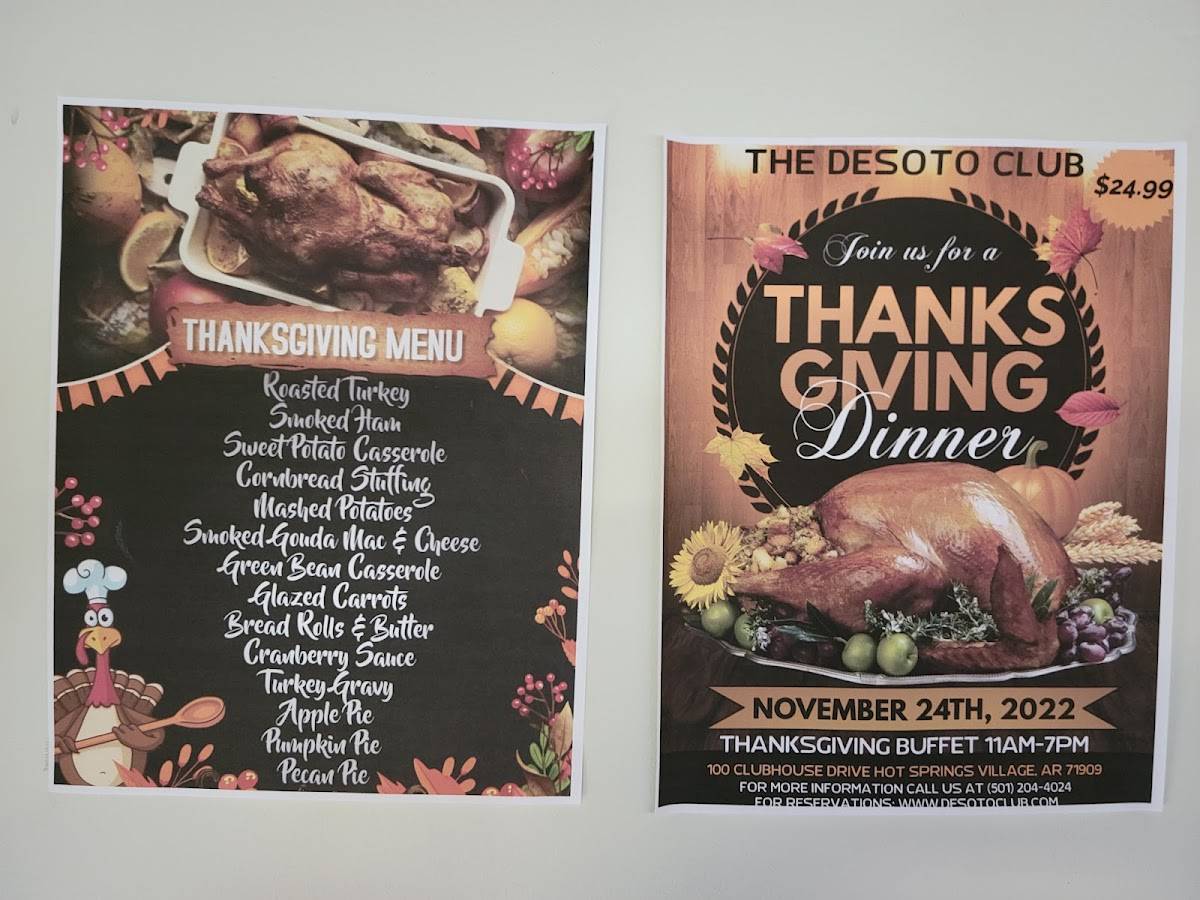 Menu at The DeSoto Club, Hot Springs Village