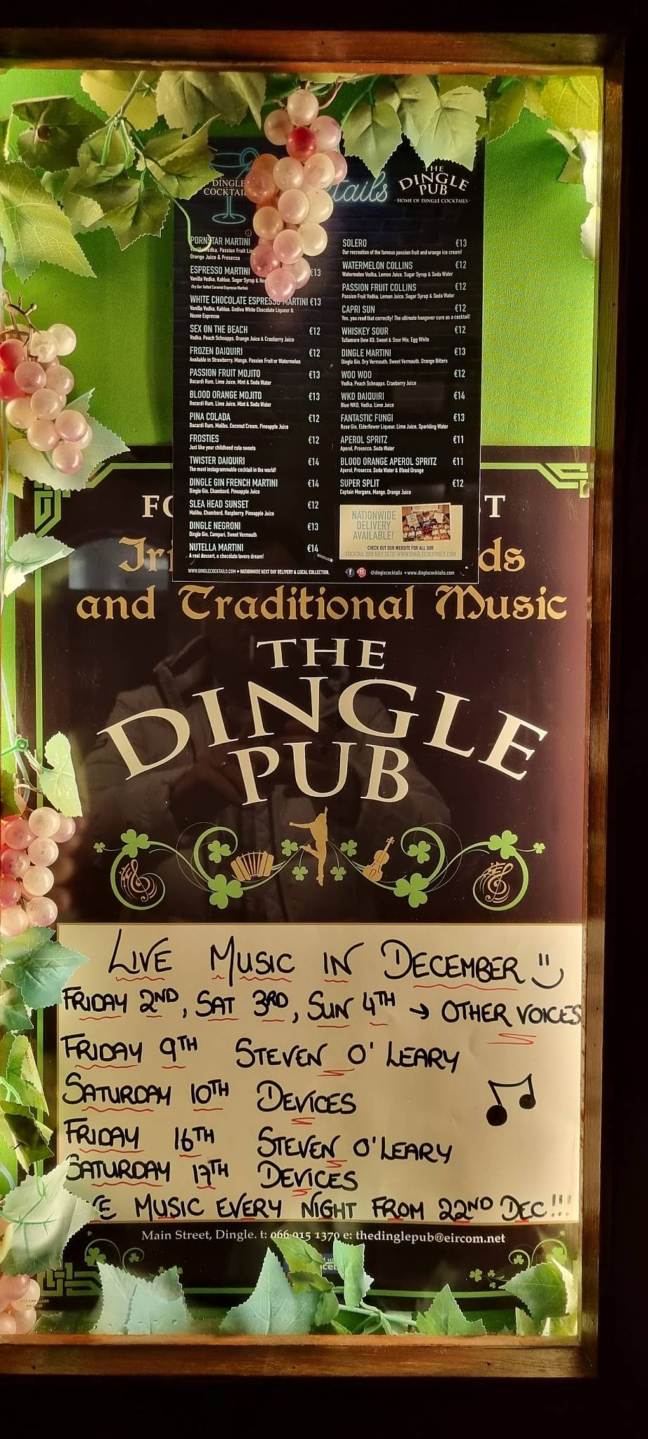 Menu at The Dingle Pub, Dingle