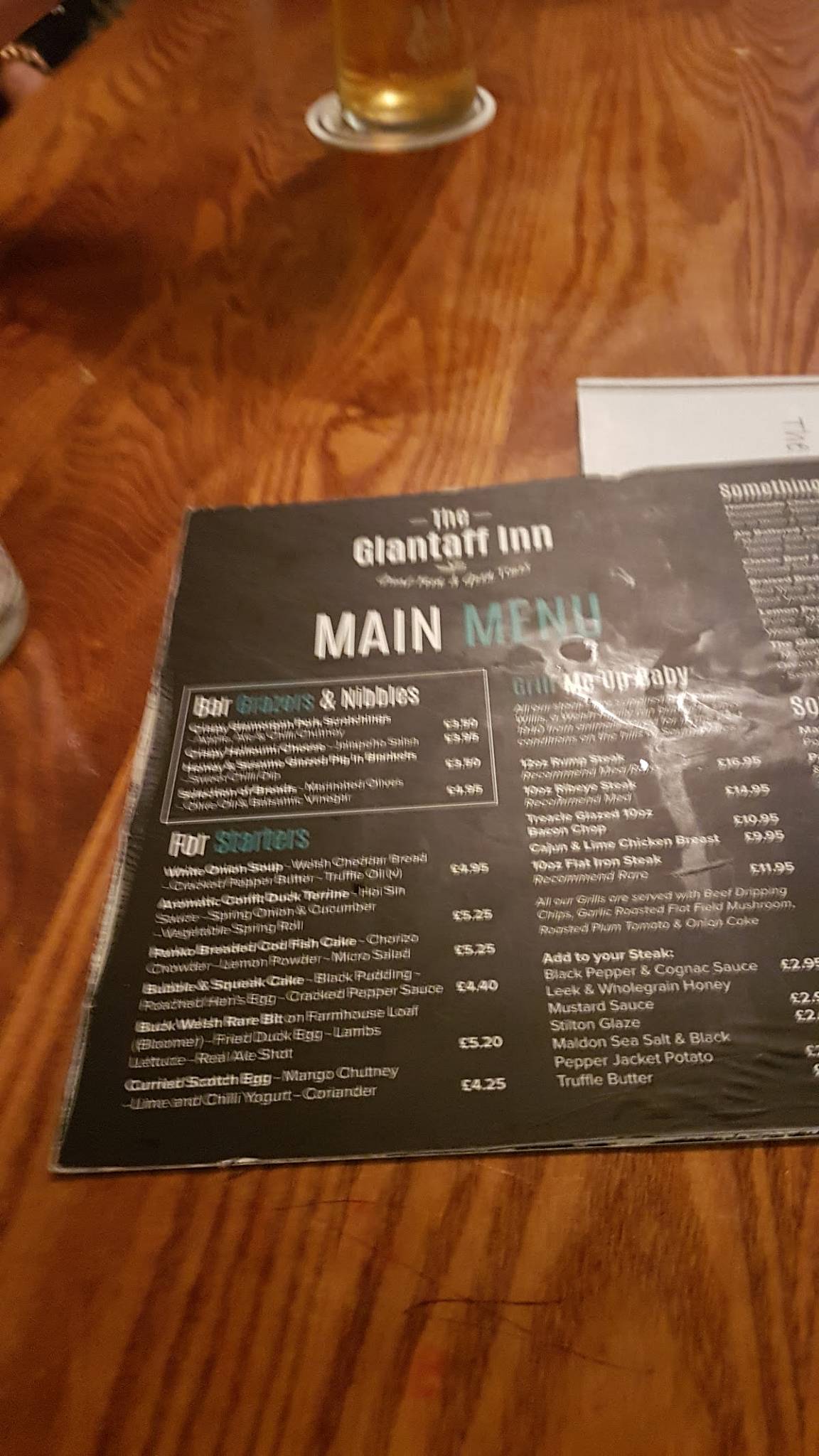 Menu at The Glantaff Inn pub & bar, Treharris