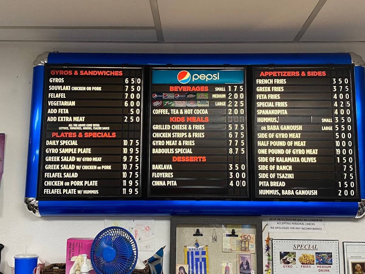 Menu at The Greek Pastry Shop - #1 GYROS restaurant, Missoula, 520 S ...