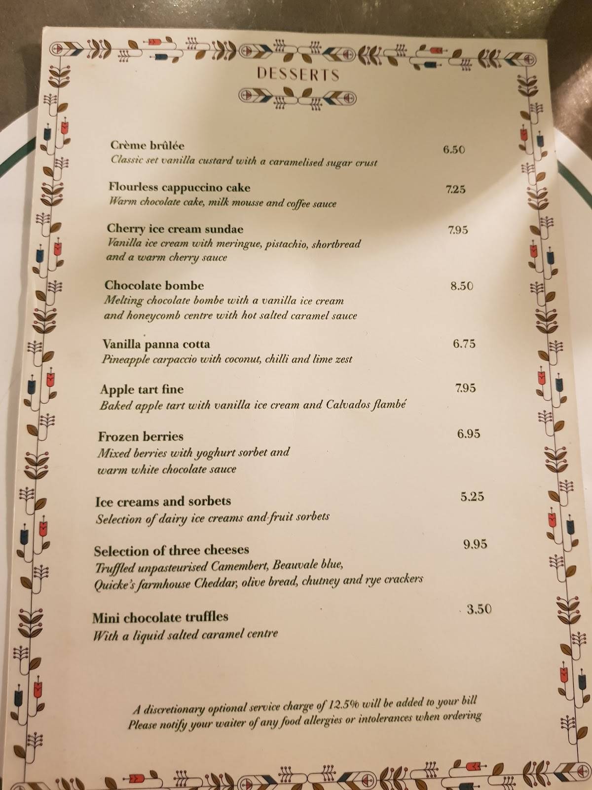 Menu at The Ivy Cafe Marylebone, London, 96 Marylebone Ln