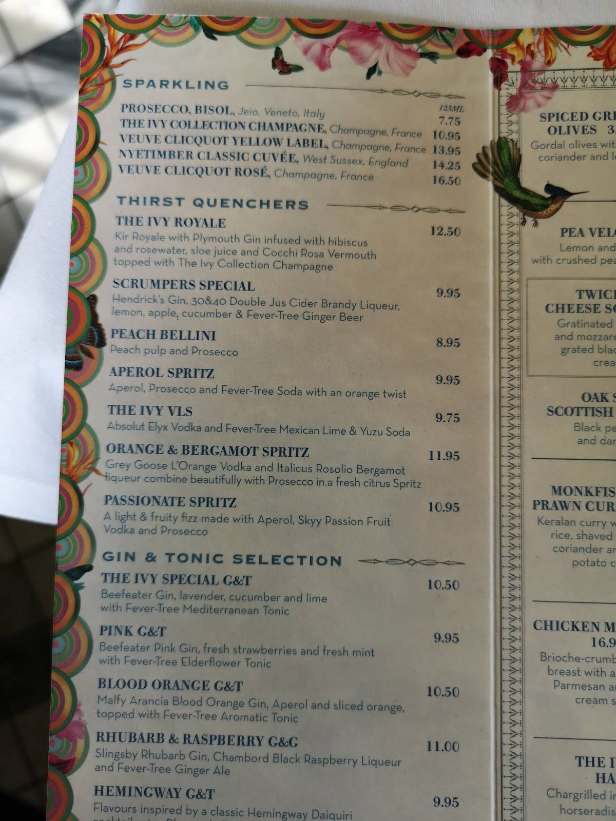Menu at The Ivy On The Square Edinburgh pub & bar, Edinburgh
