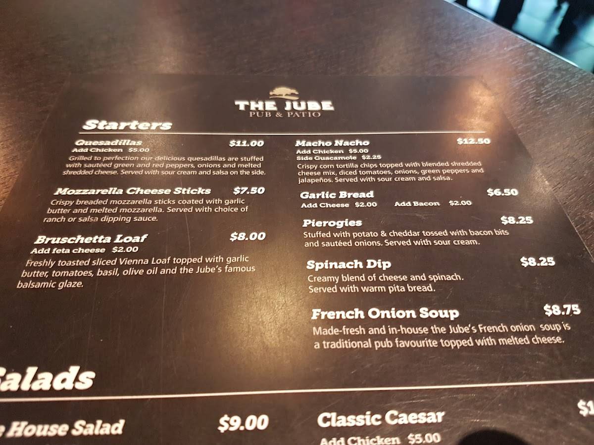 Menu at The Jube Pub & Patio, Oshawa