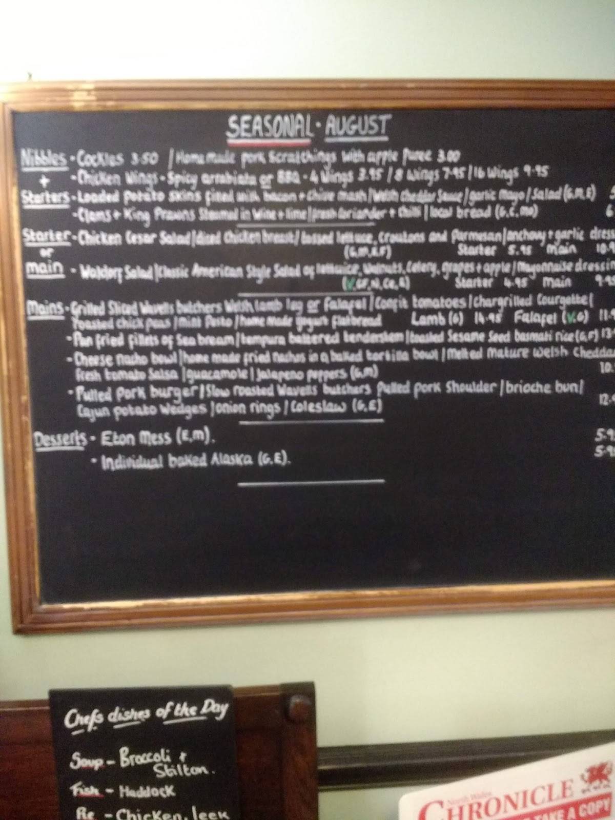 Menu at The Liverpool Arms Menai Bridge pub & bar, Menai Bridge