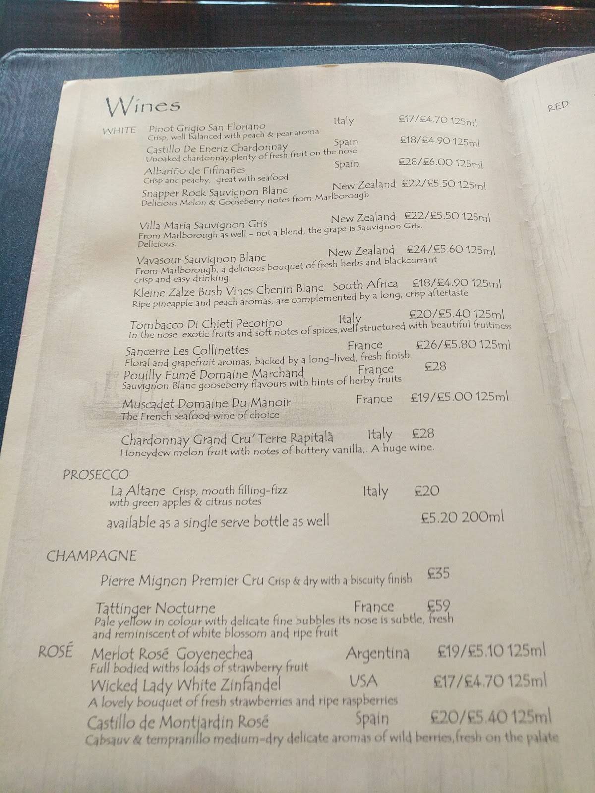 Menu at The Old Boatyard Restaurant, Arbroath