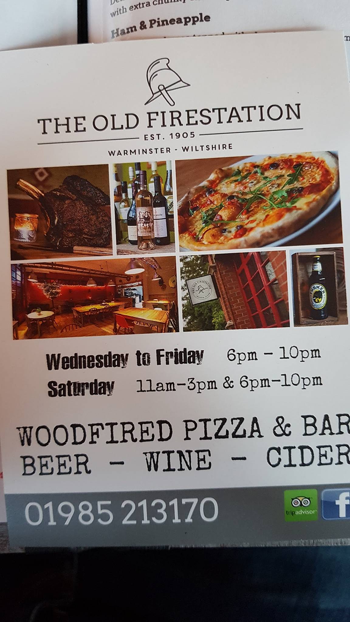 Menu at The Old Fire Station, Warminster pub & bar, Warminster
