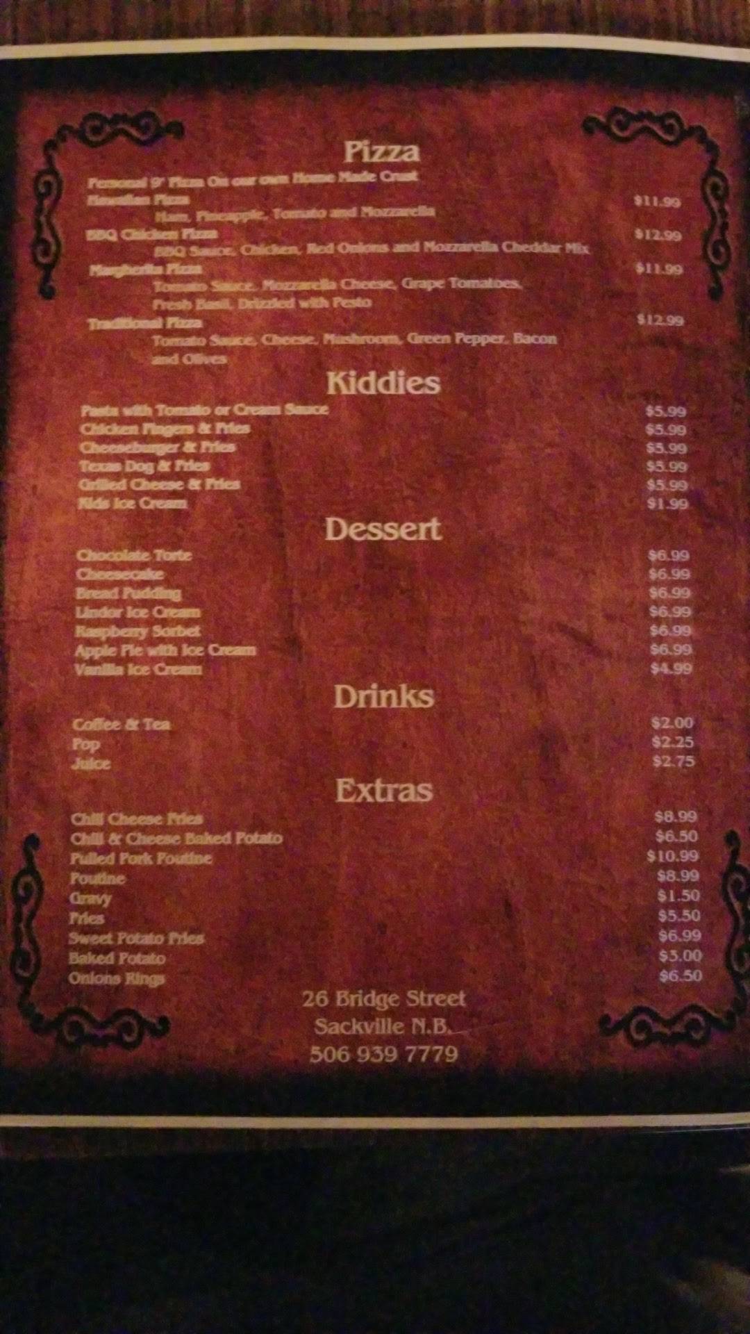 Menu at The Painted Pony Bar and Grill, Sackville