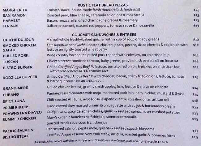 Menu at The Peasant & the Pear pub & bar, Danville, 267 Hartz Ave