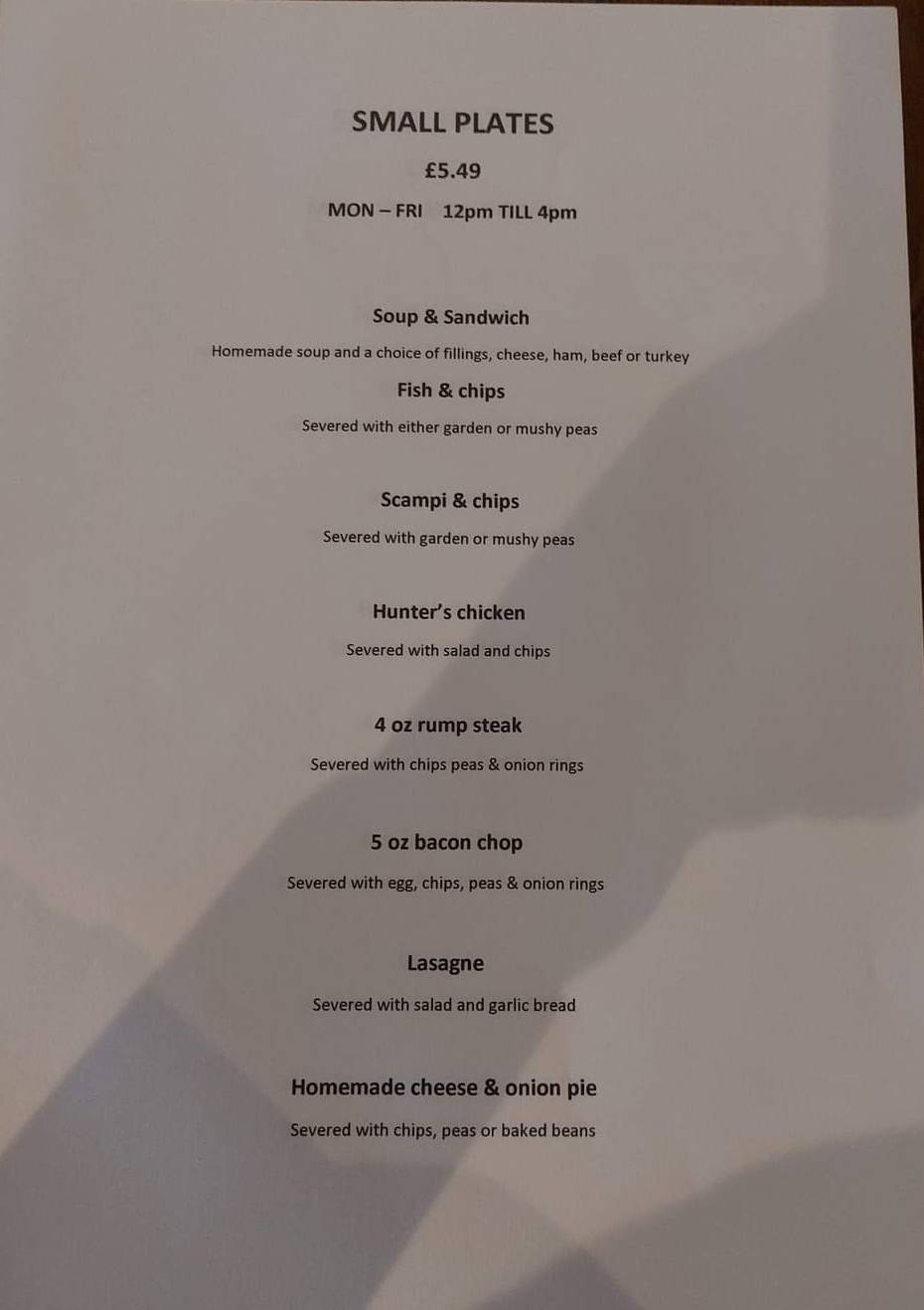 Menu at The Piper pub & bar, Chester, Pipers Ln