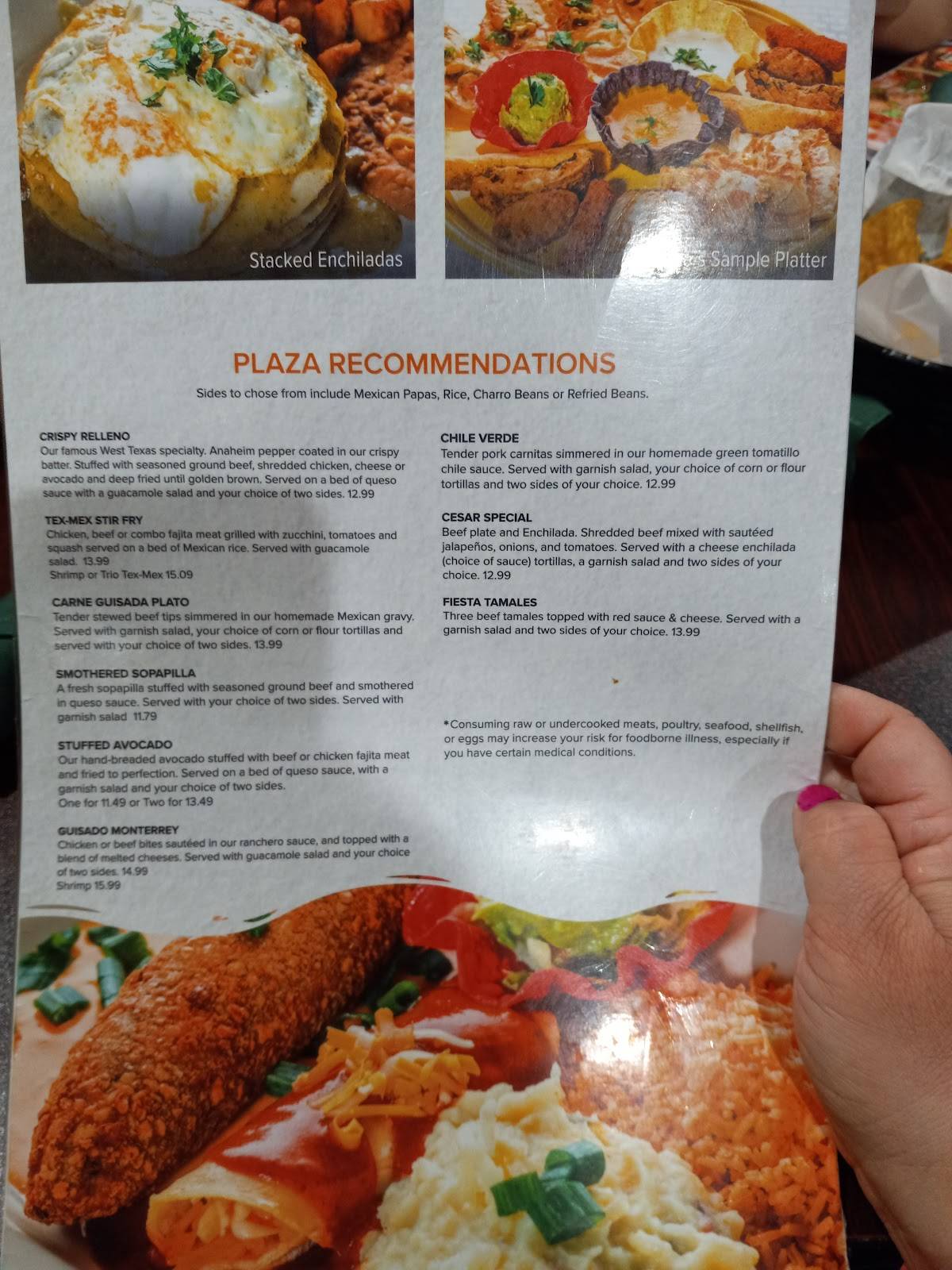 Menu at The Plaza Mexican Restaurant & Bar, Childress