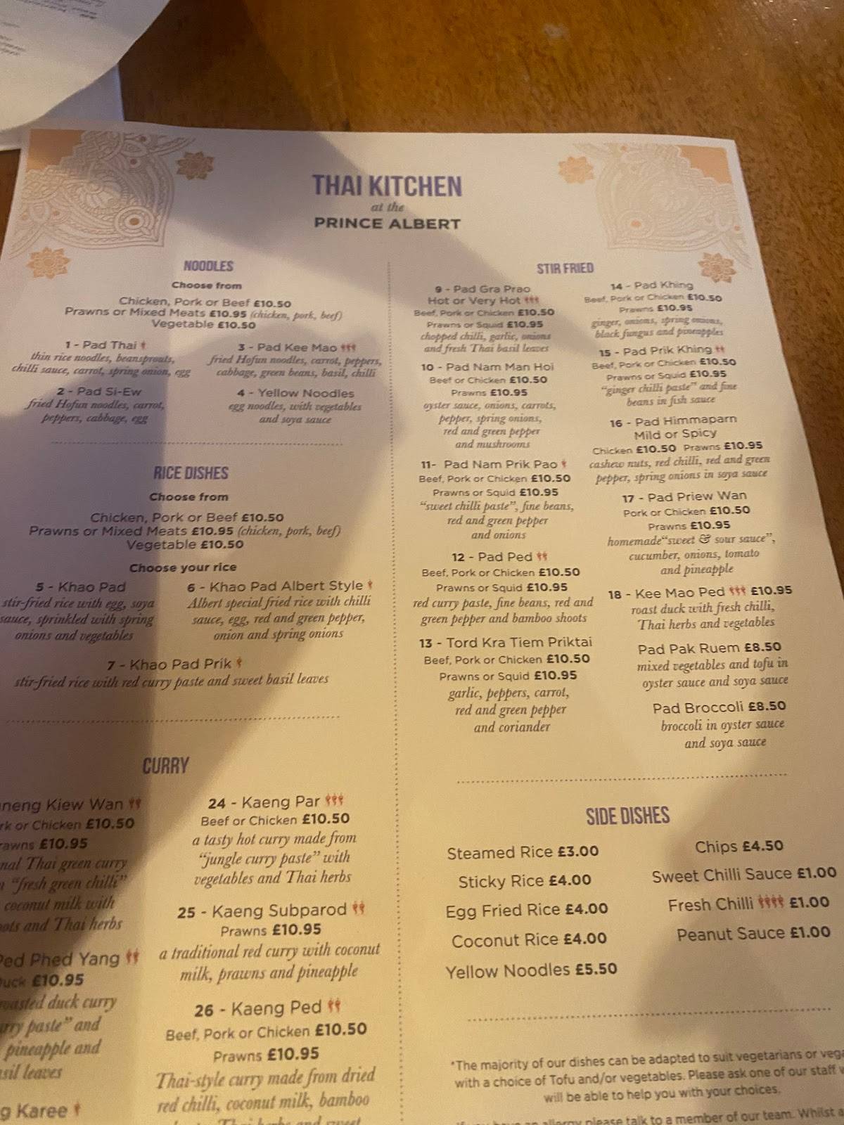 Menu at The Prince Albert, Twickenham pub & bar, Twickenham, 30 Hampton Rd