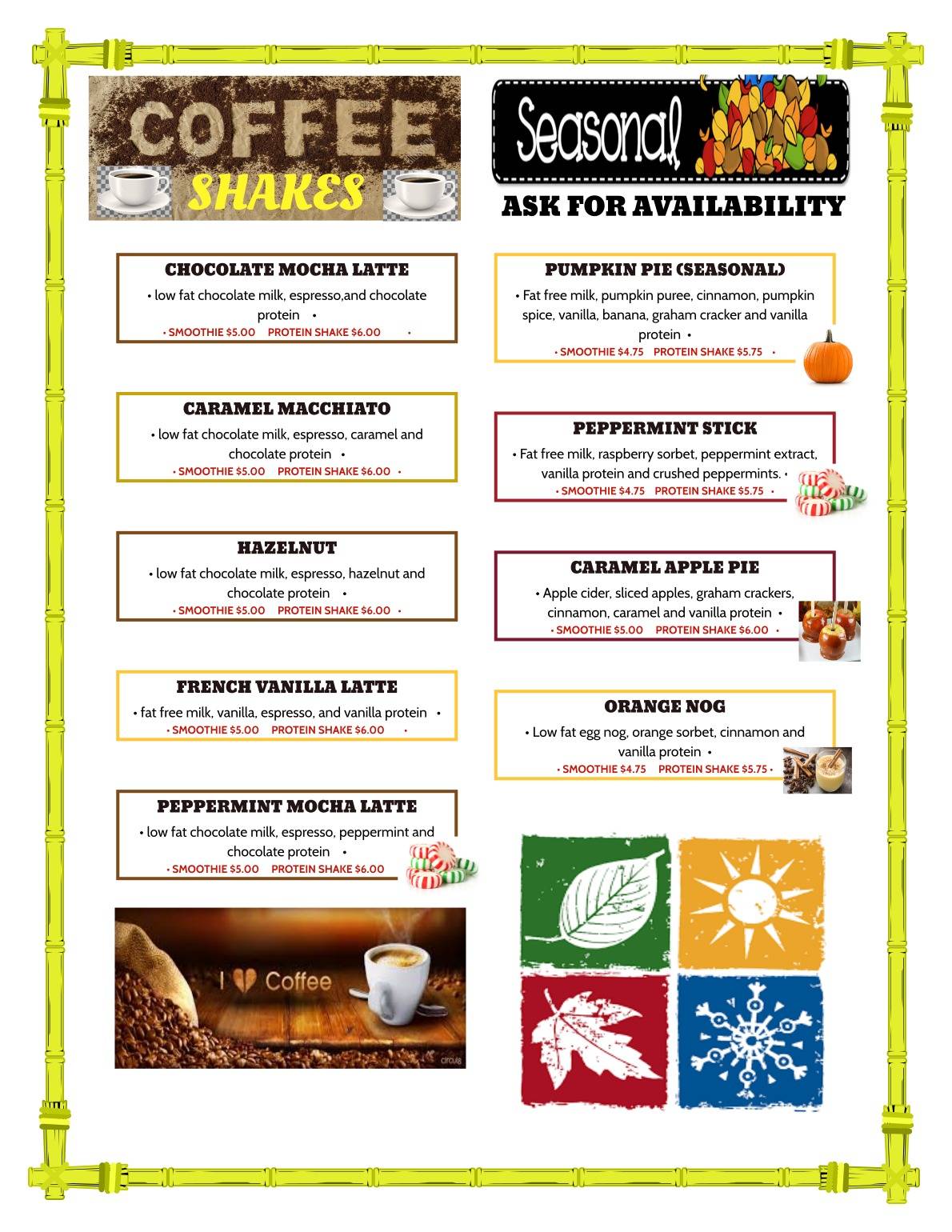 Menu at The Rec Room (Restaurant & Shake/Smoothie Bar), Muskegon