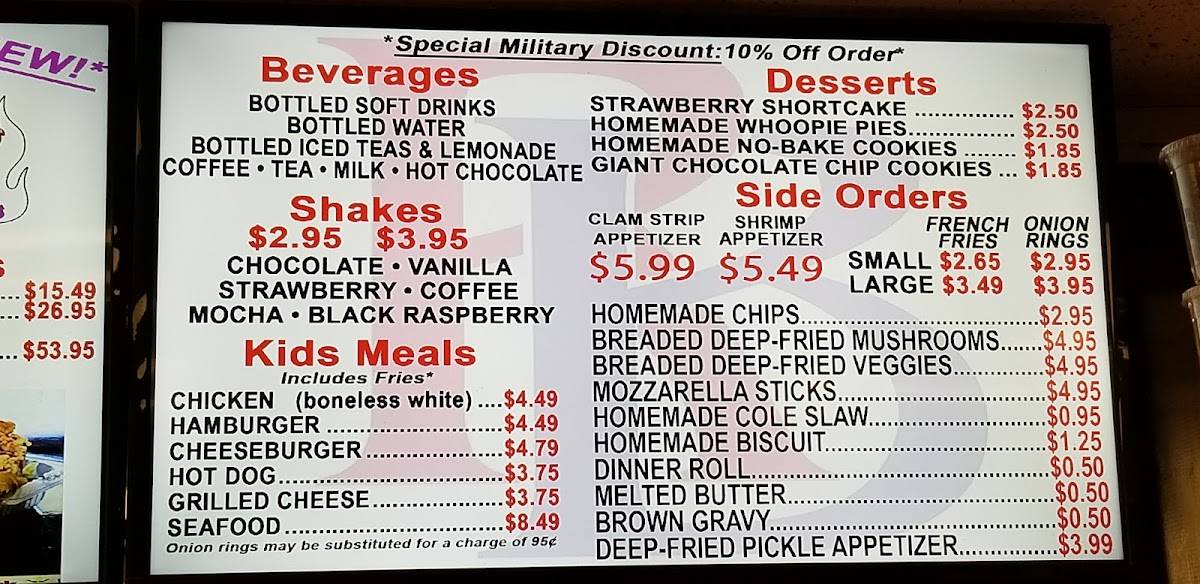 Menu at The Red Barn, Augusta, 455 Riverside Dr