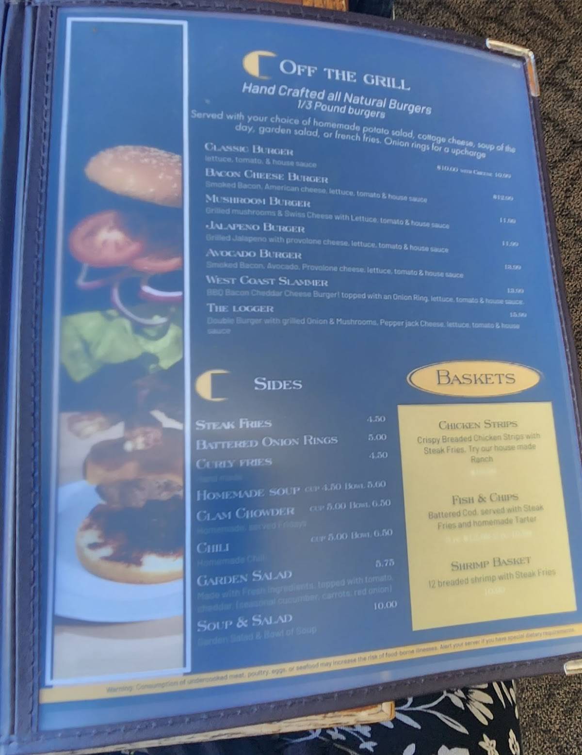 Menu at The Sandstone Cafe, Tenino
