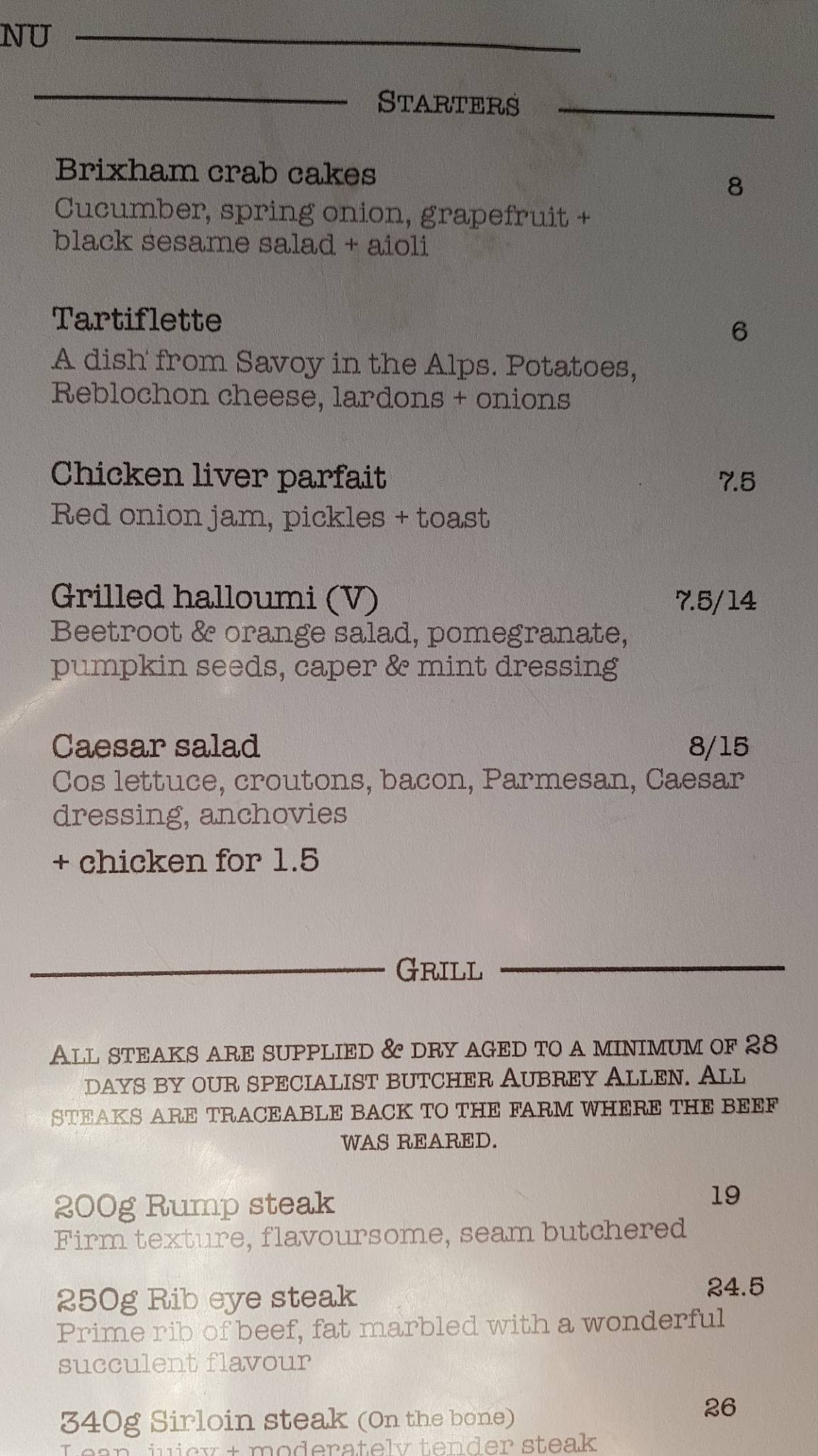 Menu at The Stag at Offchurch restaurant, Royal Leamington Spa