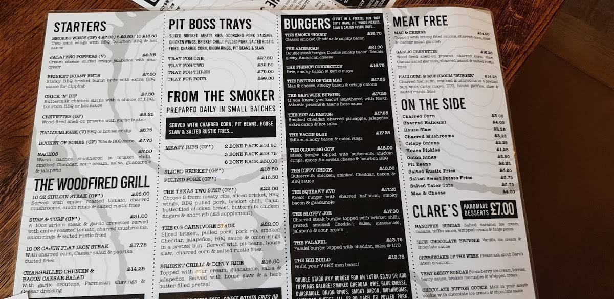 Menu at The Station Smokehouse restaurant, Wroxham
