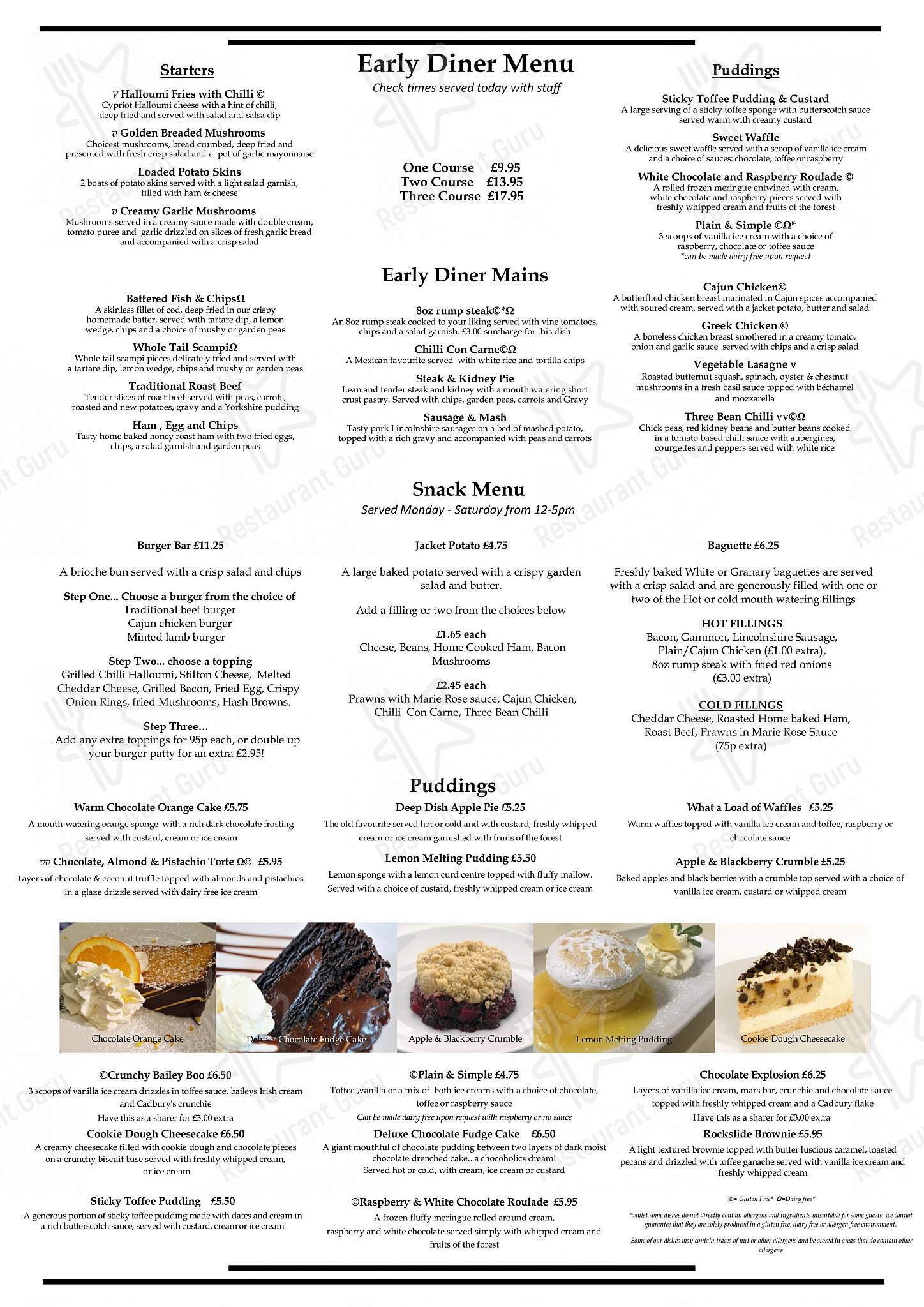 Menu at The Tattershall Park Country Pub and Kitchen, Coningsby