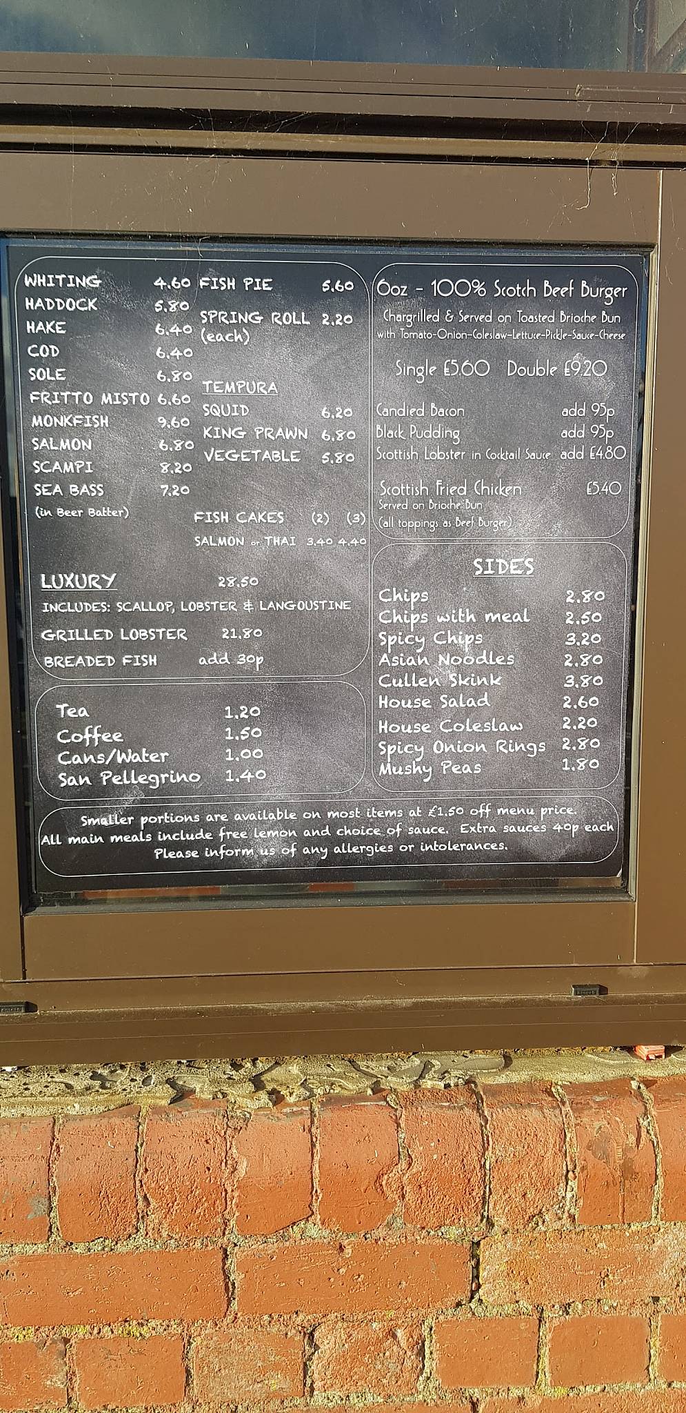 Menu at The Wee Hurrie fast food, Troon