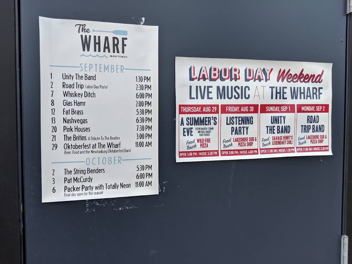 Menu at The Wharf Manitowoc pub & bar, Manitowoc