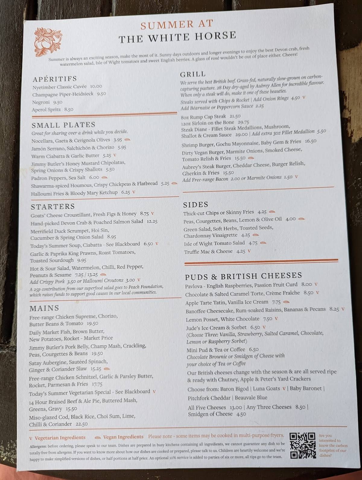 Menu at The White Horse pub & bar, Harpenden, Redbourn Ln