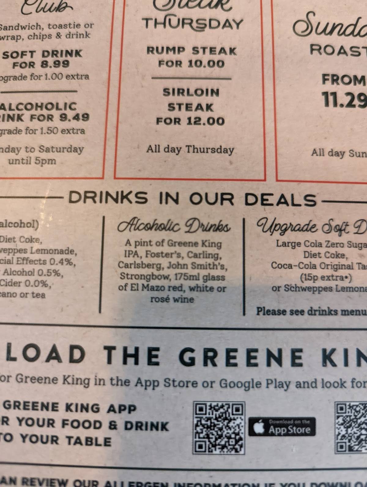 Menu at The Willow Tree Pub, Worcester Park