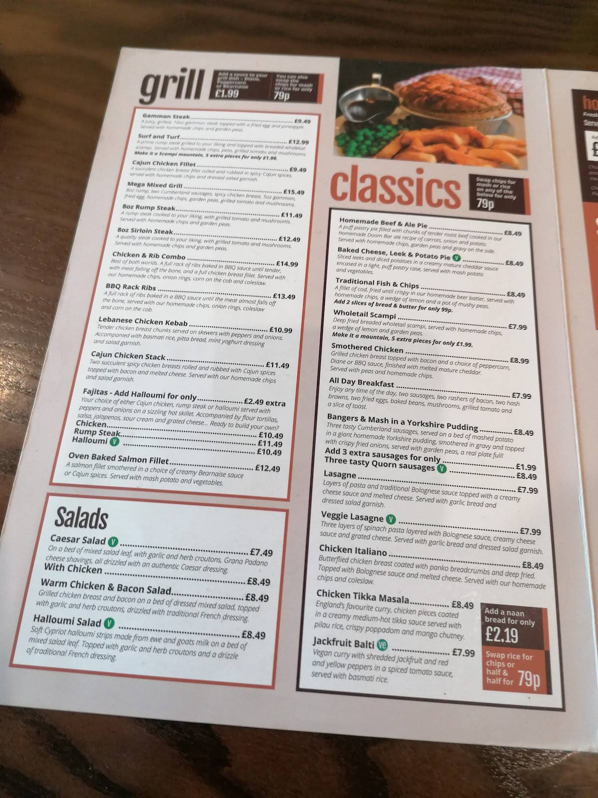 Menu at The Wishing Well pub & bar, Selby