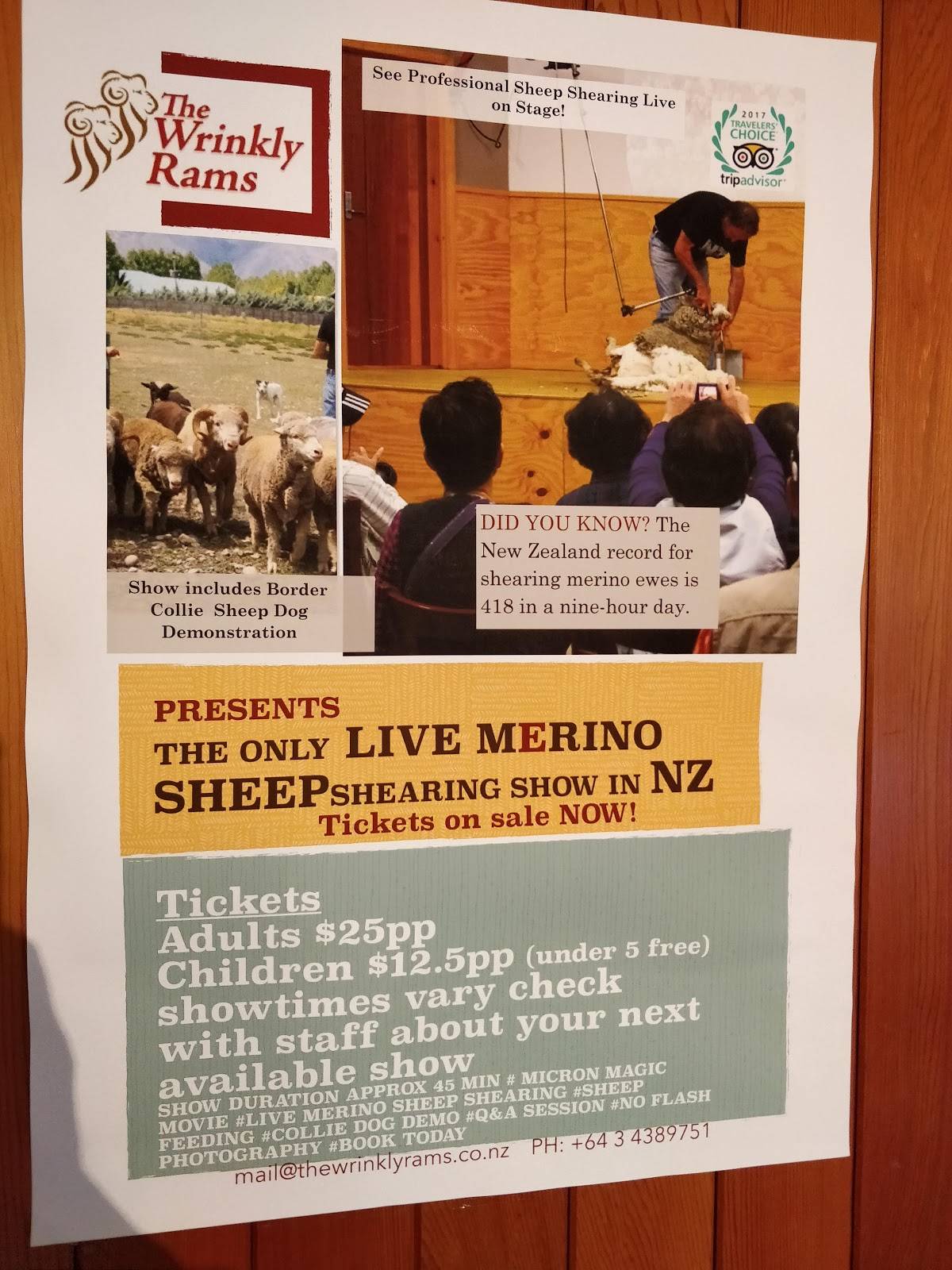 Menu at The Wrinkly Rams cafe, Omarama