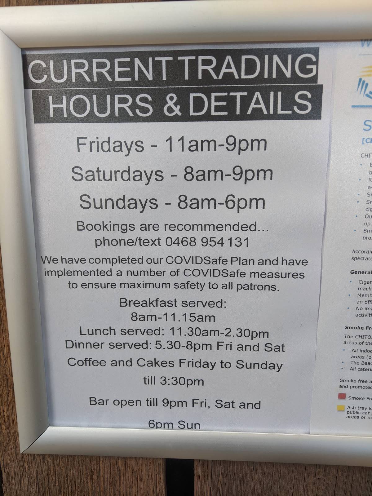 Menu at The chiton beach cafe, Hayborough